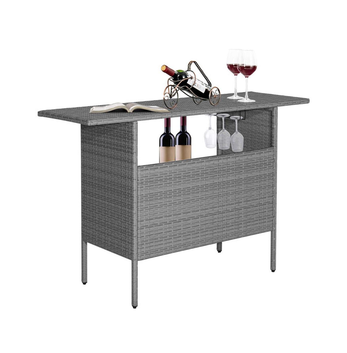 Click here for Boyel Living Outdoor Patio Wicker Bar Table with M... prices