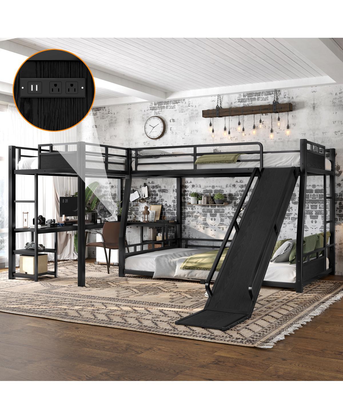 Click here for Streamdale Furniture L-Shaped Metal Triple Bunk Be... prices