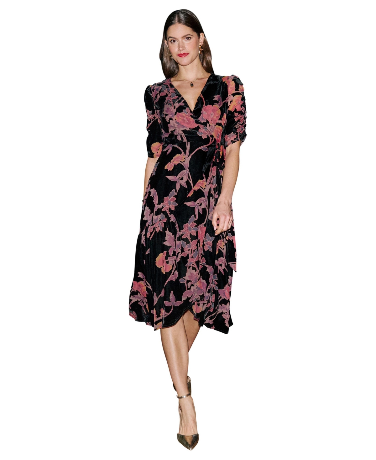Click here for Yumi Womens Floral Wrap Dress - Black prices