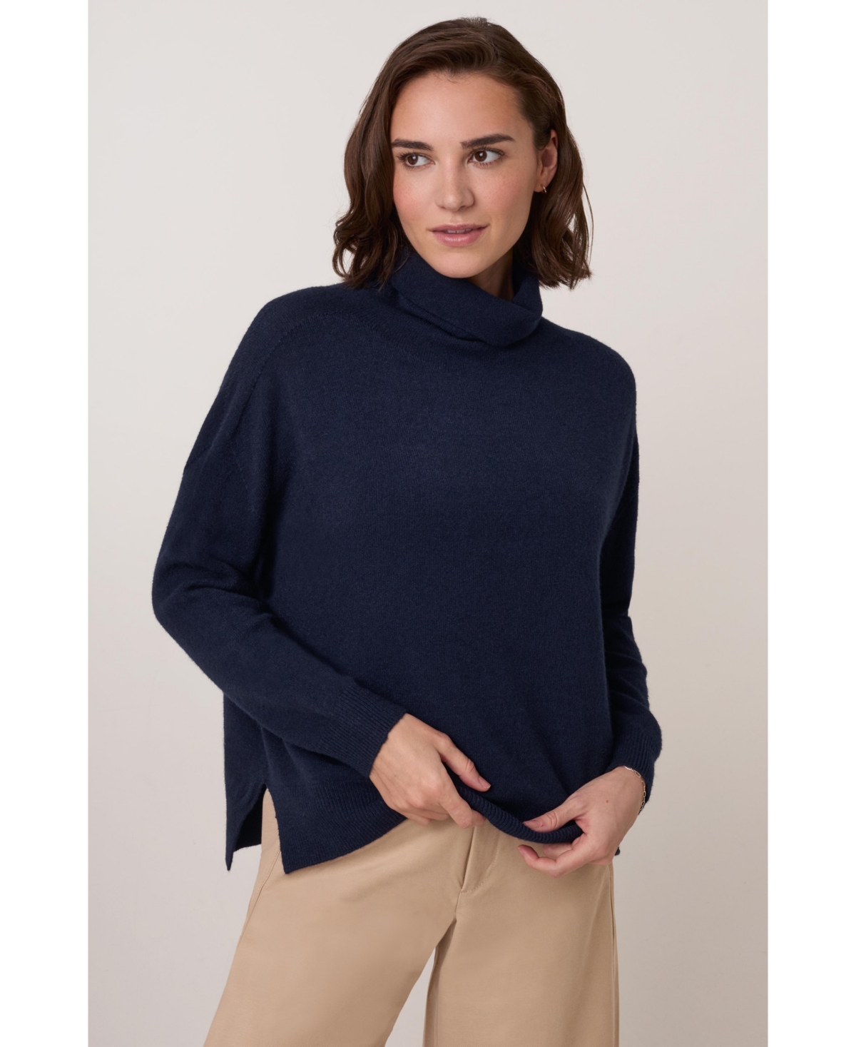Click here for Celtic & Co. Womens Slouchy Roll Neck Jumper - Nav... prices