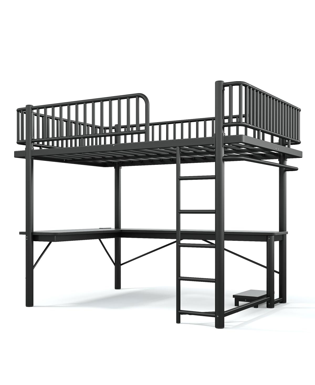 Click here for Streamdale Furniture Queen Metal Loft Bed with L-S... prices