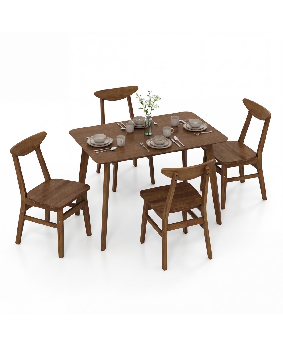Click here for Gymax 5 Piece Solid Wood Dining Table Set Mid Cent... prices