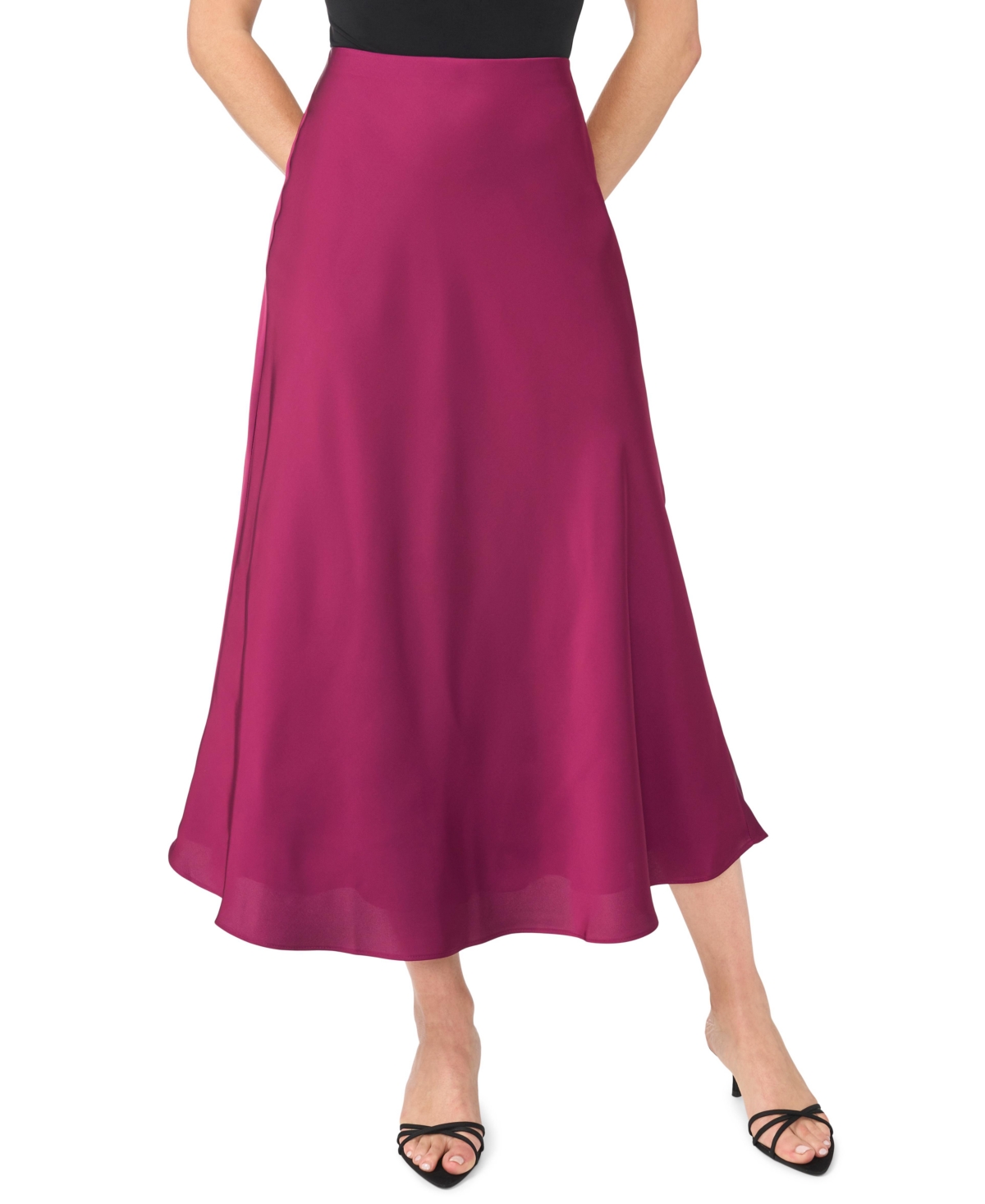 Click here for CeCe Womens Satin Midi A-Line Skirt - Deep Mulberr... prices