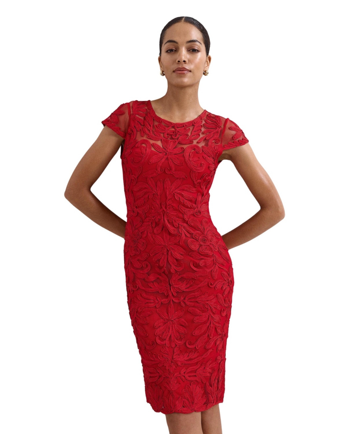 Click here for Phase Eight Womens Emmi Tapework Dress - Red prices