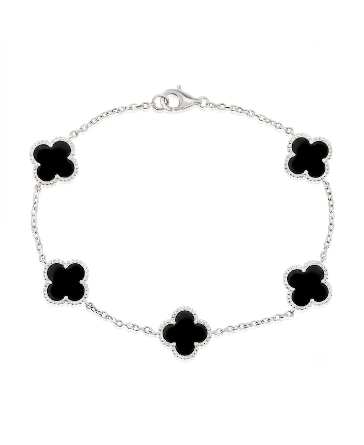 Click here for Simona Sterling Silver  Onyx Clover  Beaded Outlin... prices