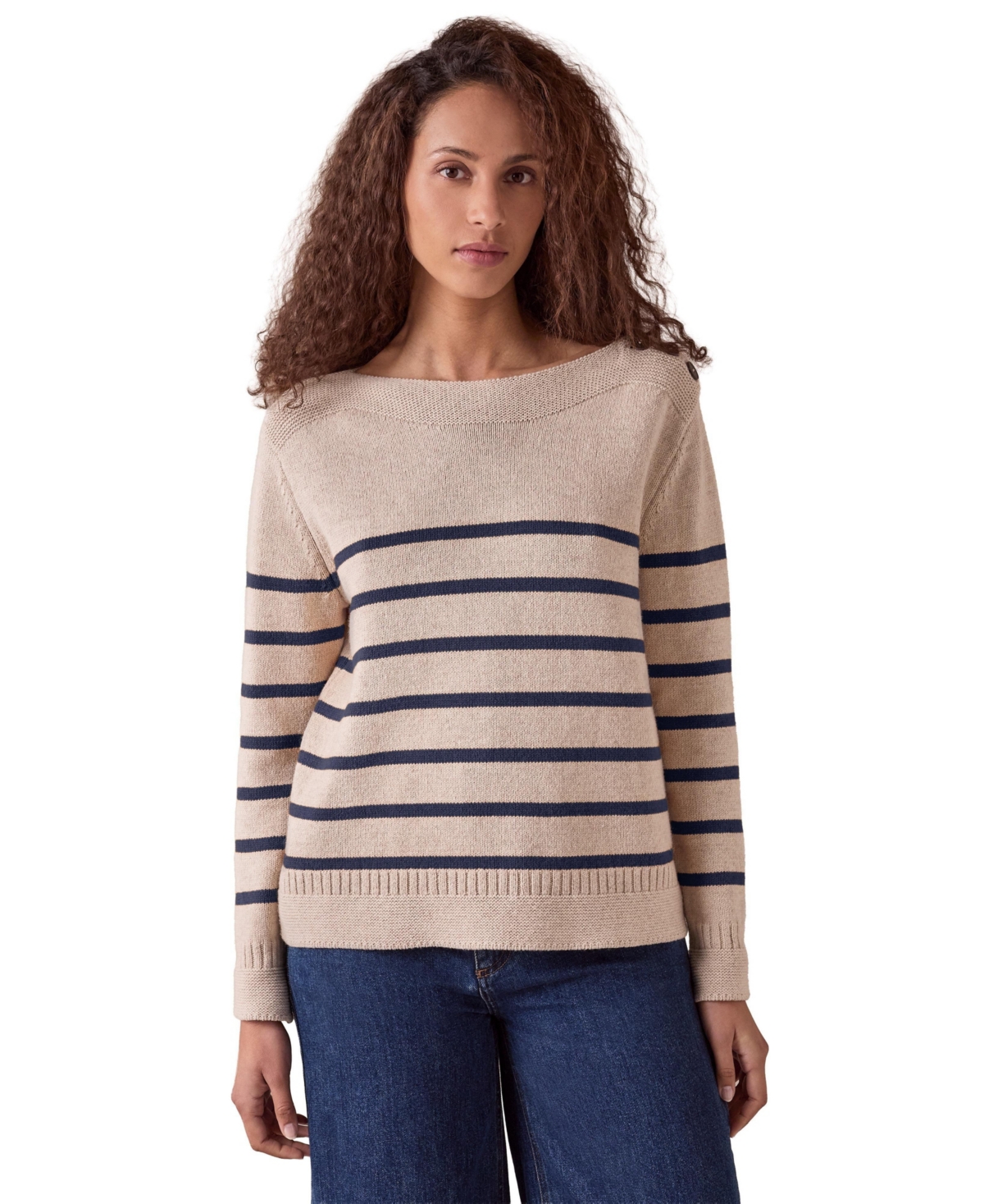 Click here for Celtic & Co. Womens Button Detail Gansey Sweater -... prices