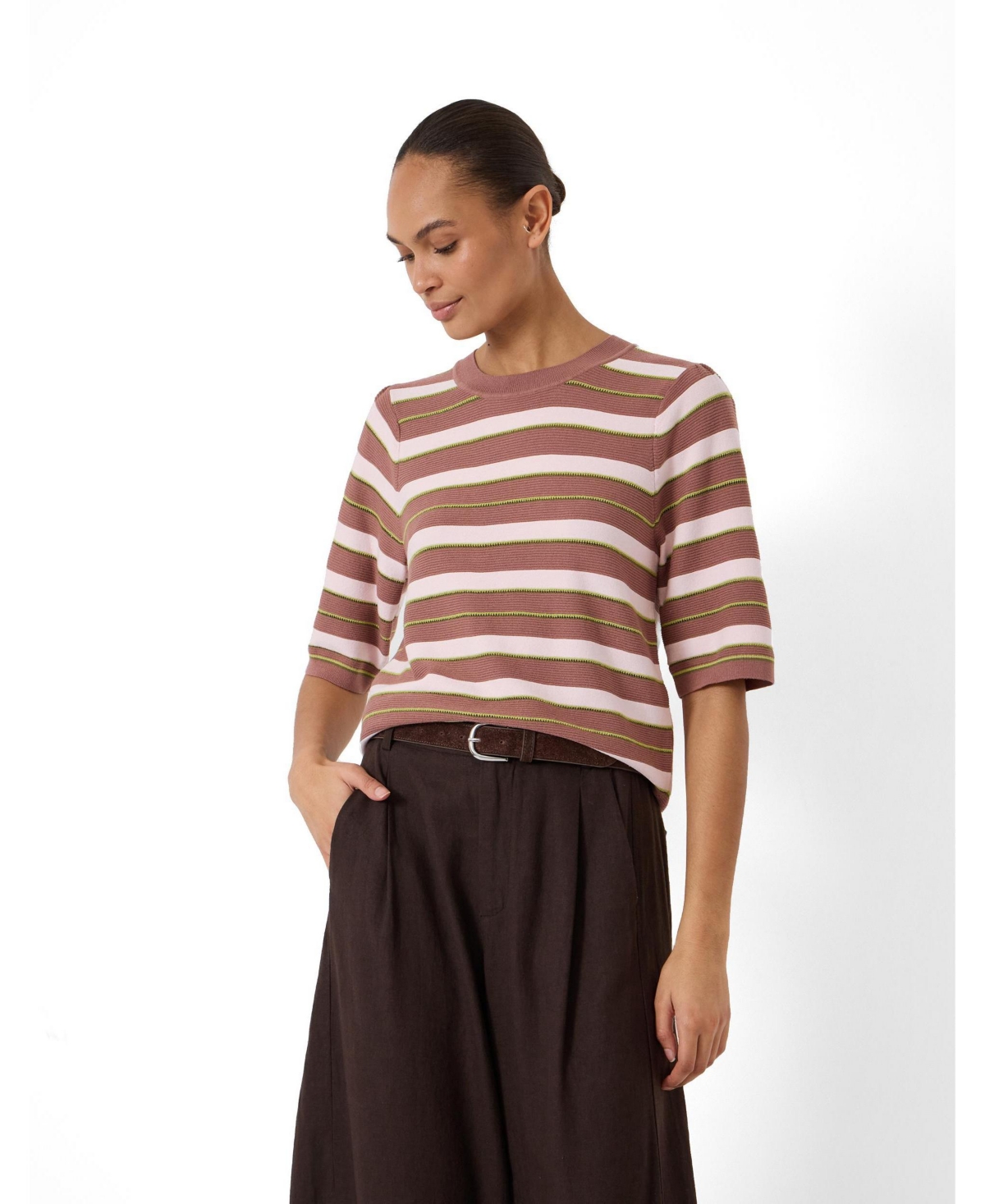 Click here for Hush Womens Gathered Shoulder Stripe T-Shirt - Cla... prices