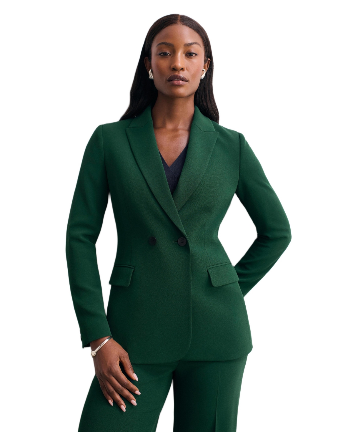 Click here for The Fold Womens Double-Breasted Tailored Blazer -... prices