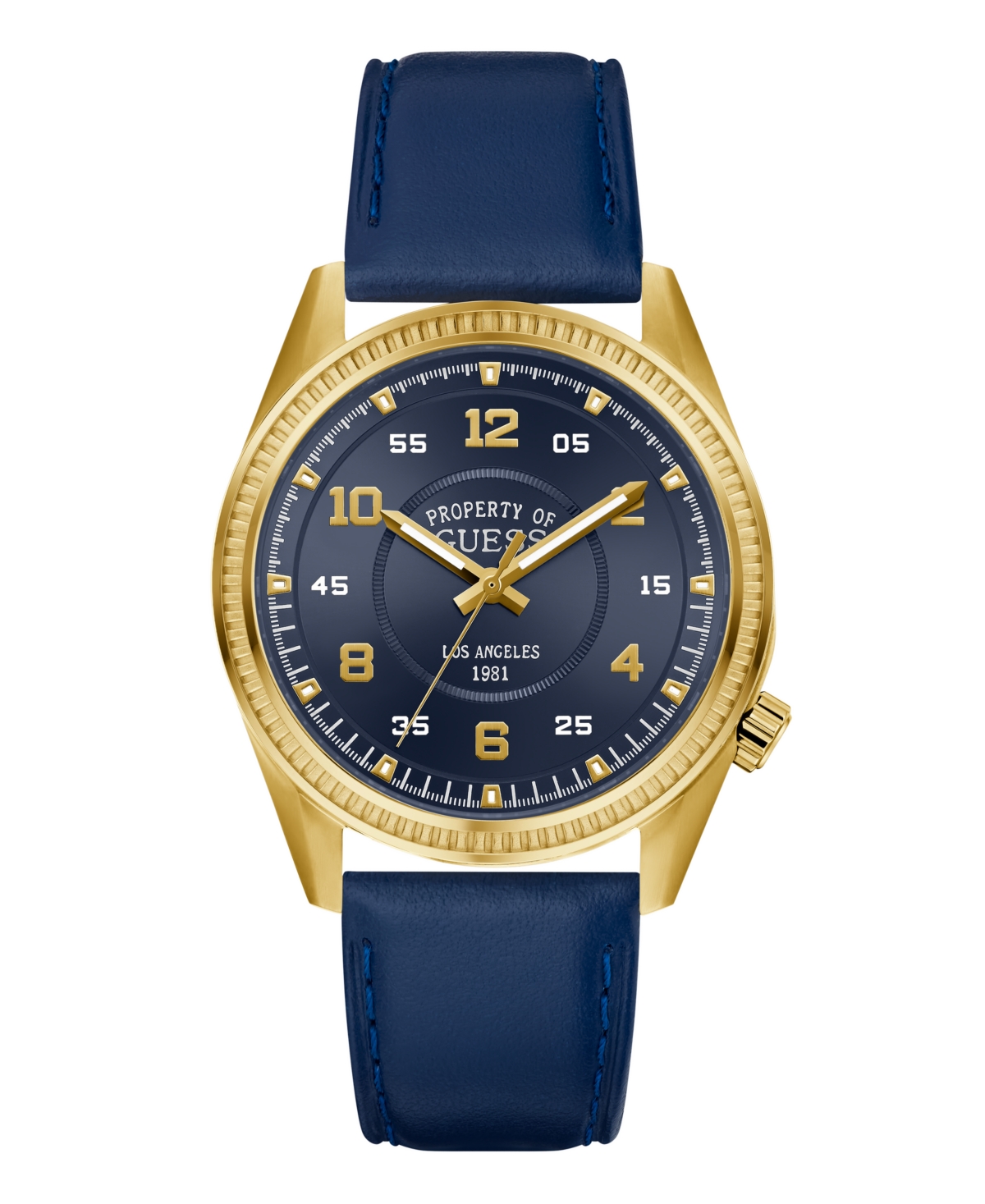 Click here for Guess Mens Blue Genuine Leather Watch 42mm - Blue prices