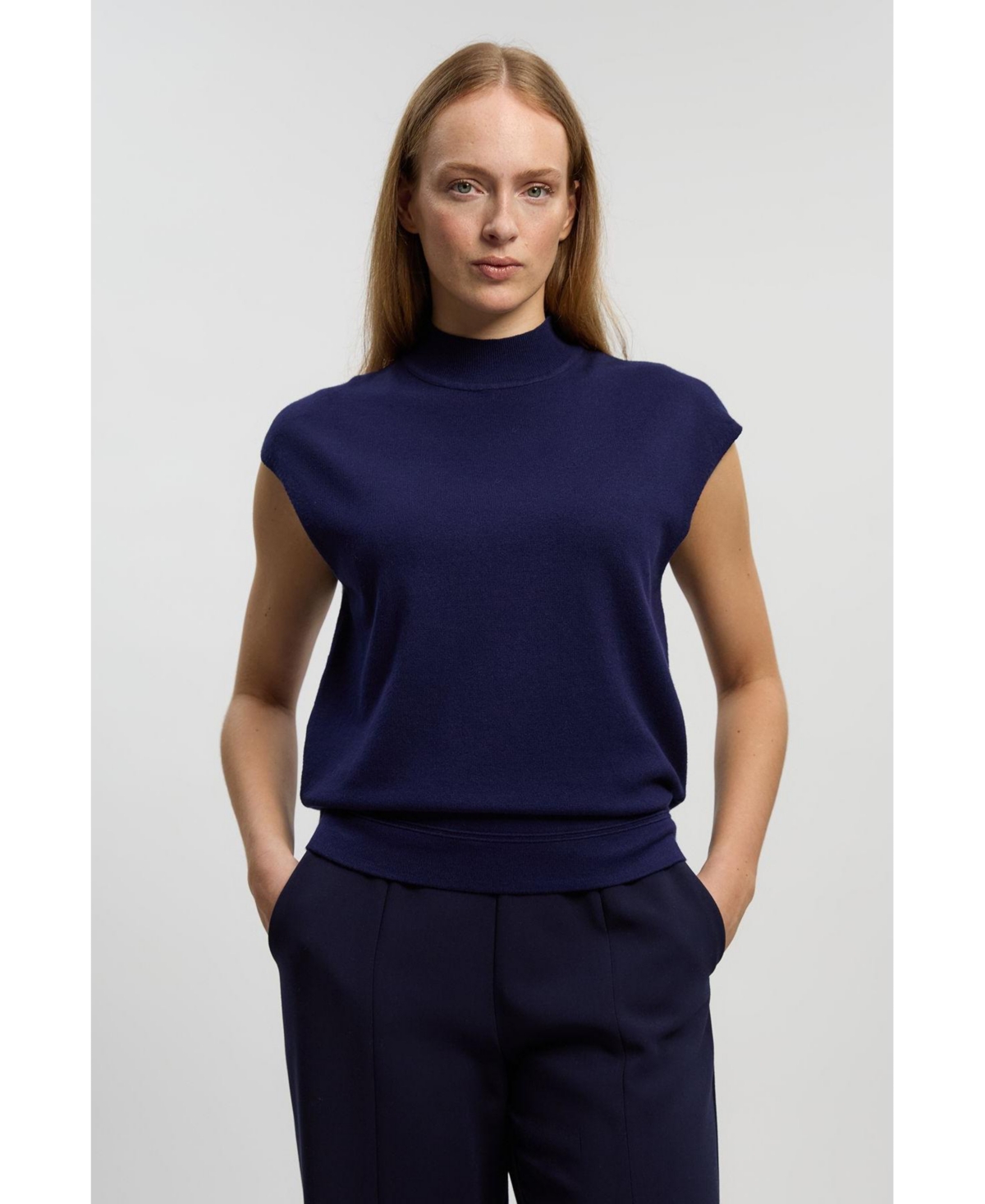 Click here for Karen Millen Womens High Neck Knit Tank Top - Navy prices