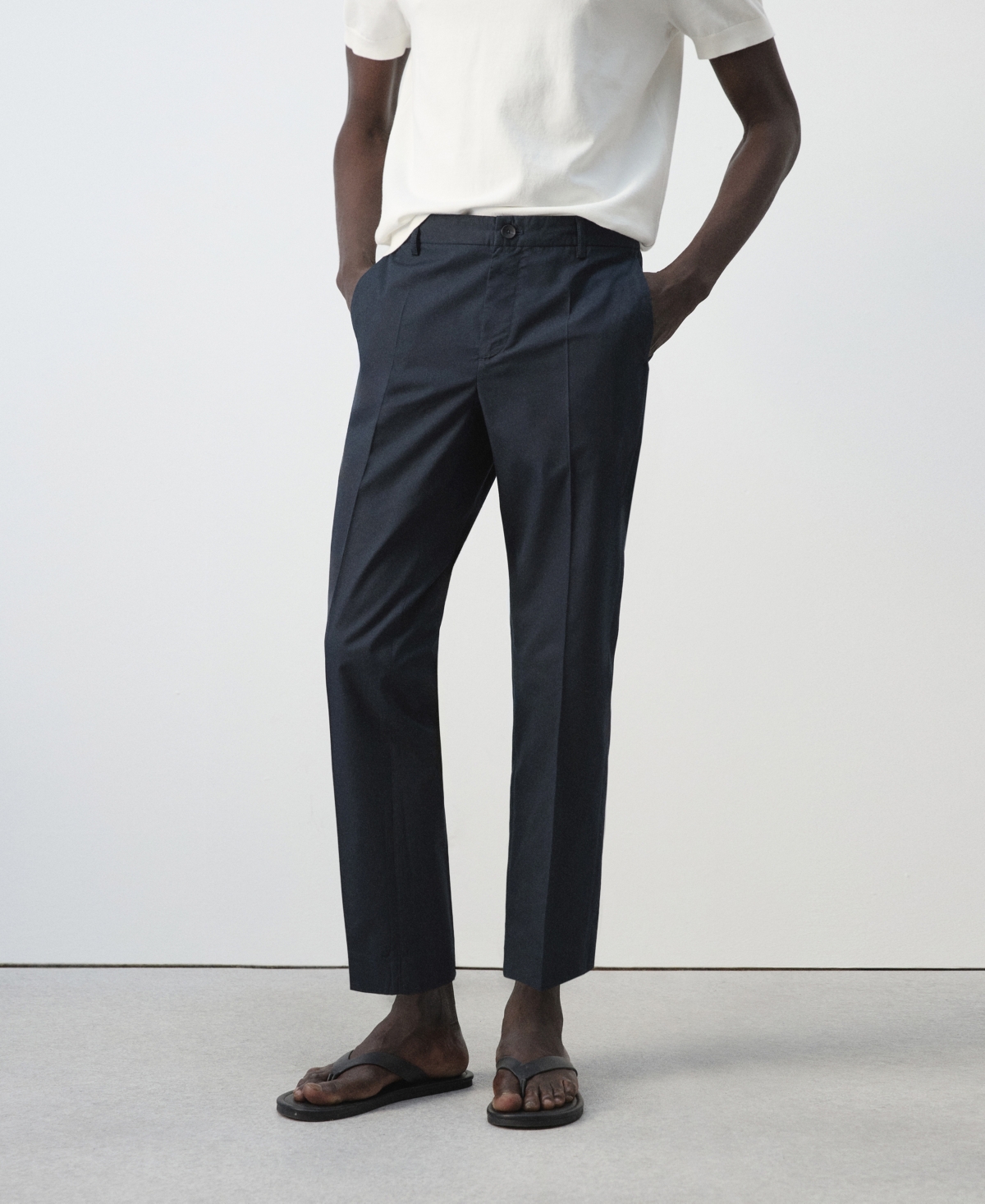 Click here for Mango Mens Slim-Fit Cotton-Lyocell-Blend Pants - N... prices