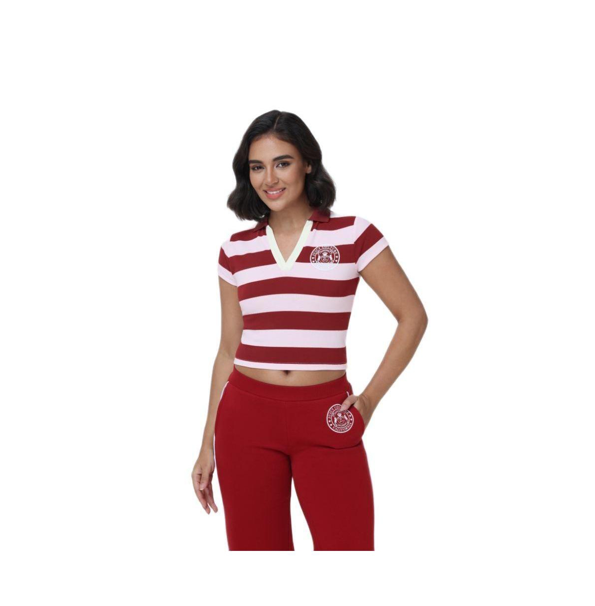 Click here for Juicy Couture Womens Cropped Stripe Polo Top - Red... prices