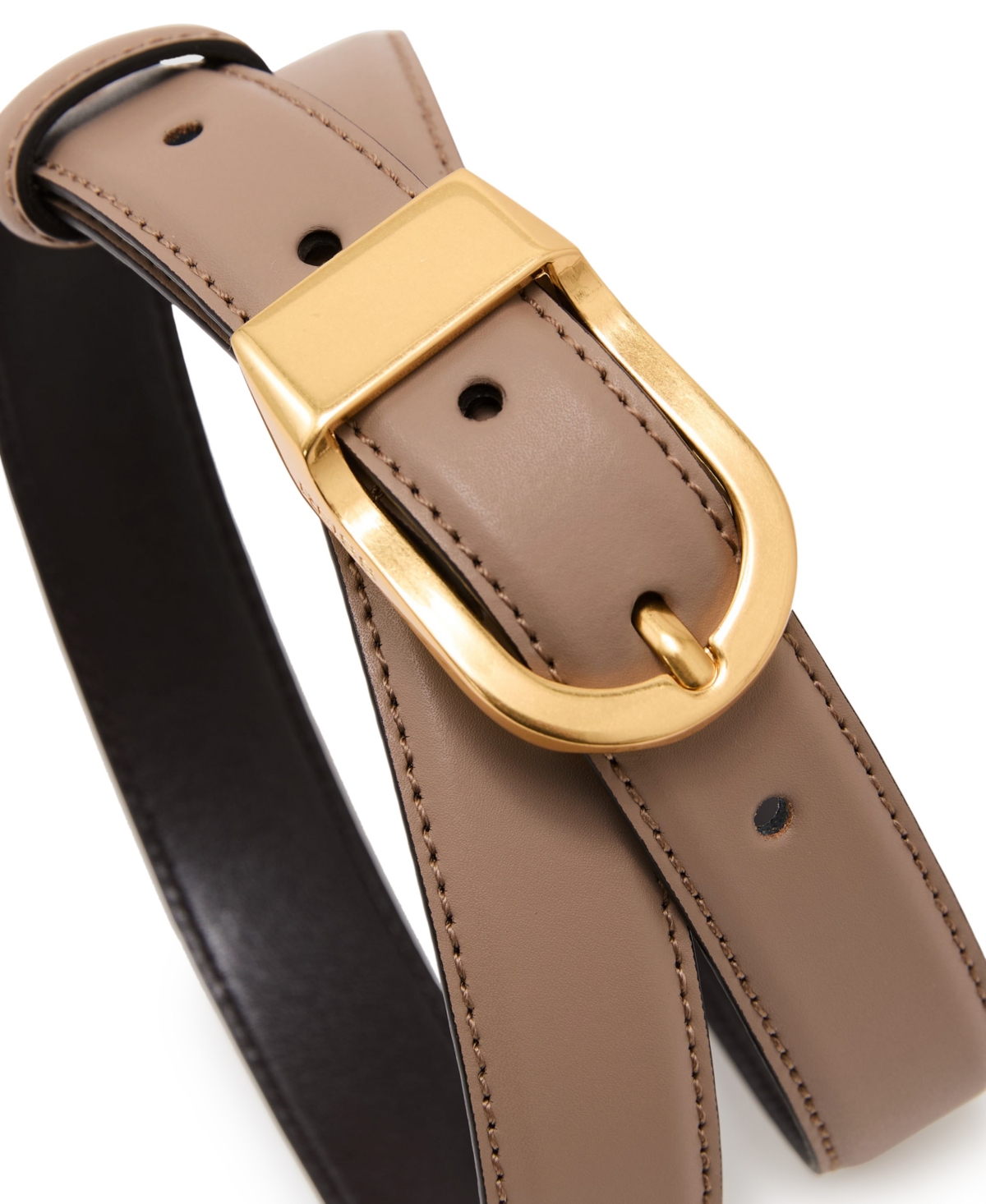 Click here for Reiss Womens Hazel Leather Curved-Buckle Belt - Ta... prices