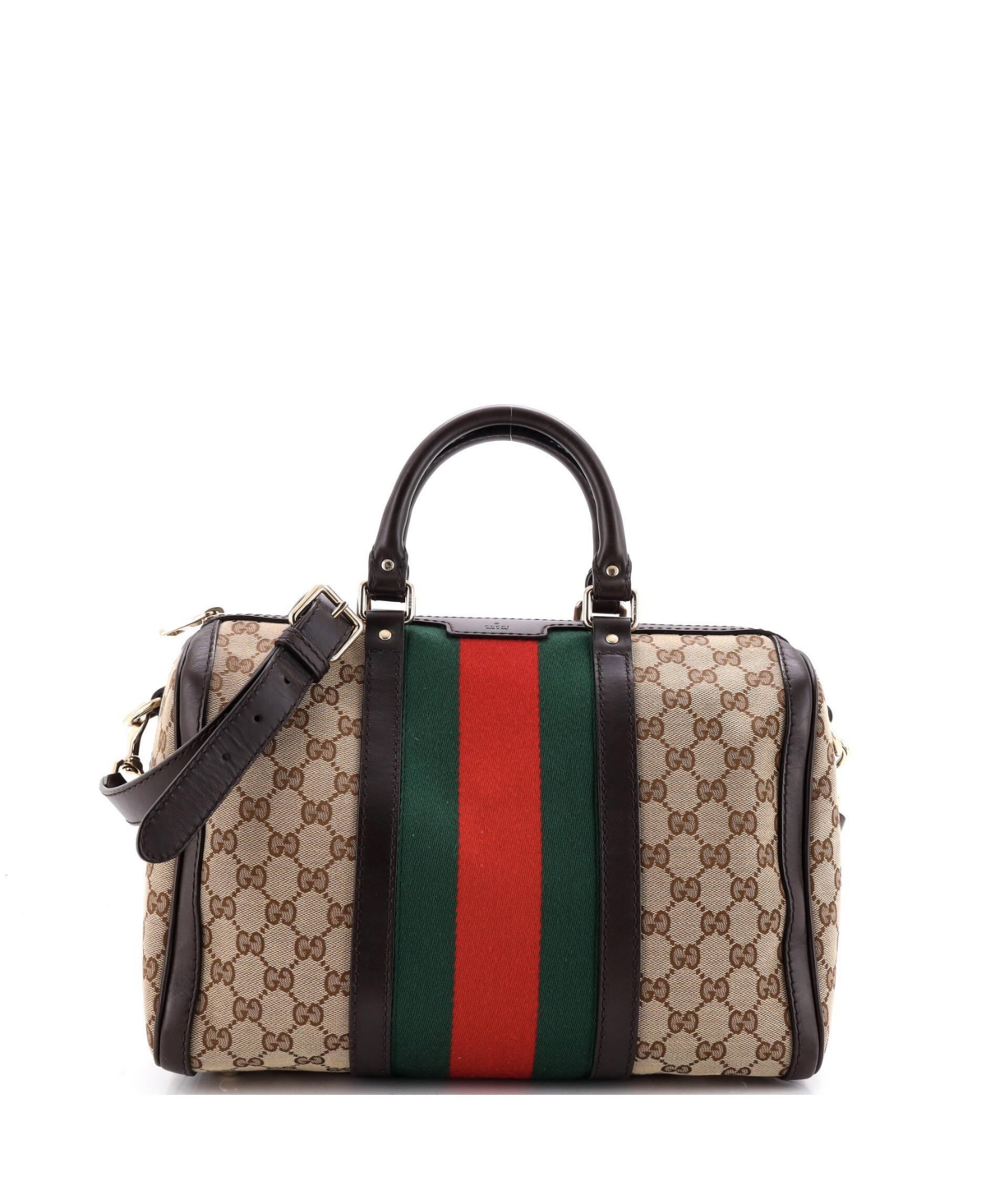 Click here for Pre-Owned Gucci Medium Vintage Web Boston Bag Gg C... prices
