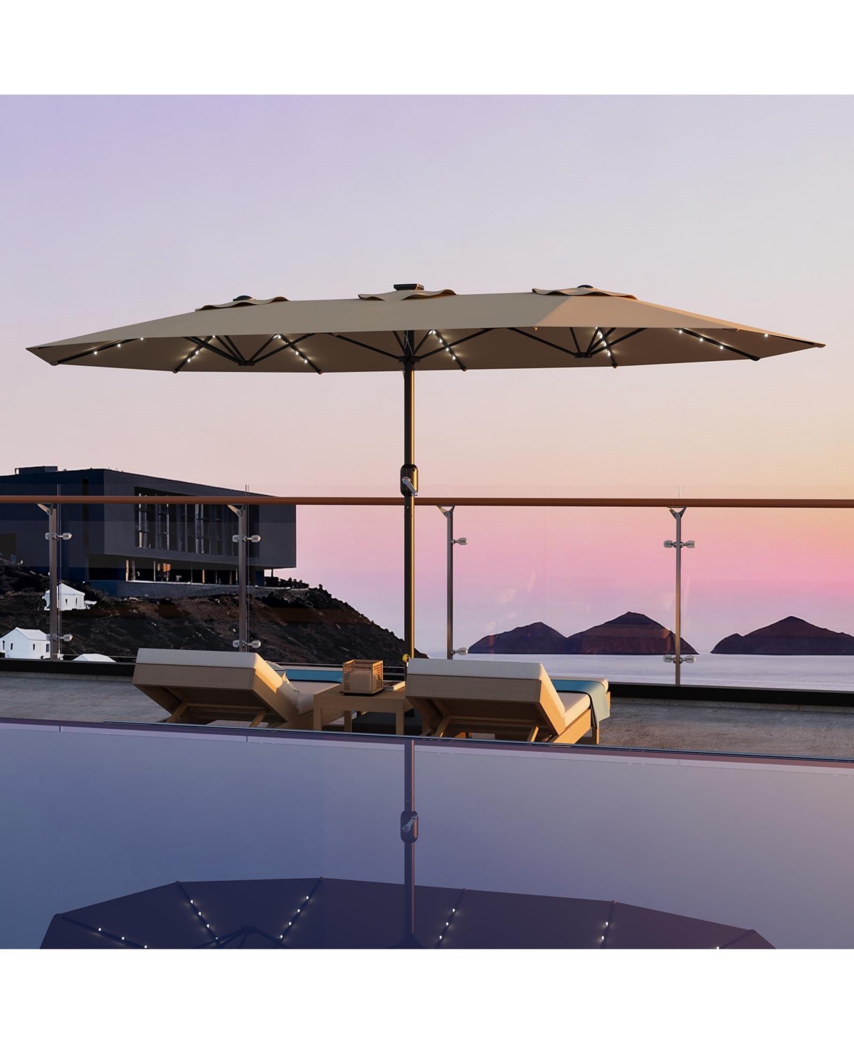 Click here for homfan 15 Patio Umbrella with Base Included  Solar... prices