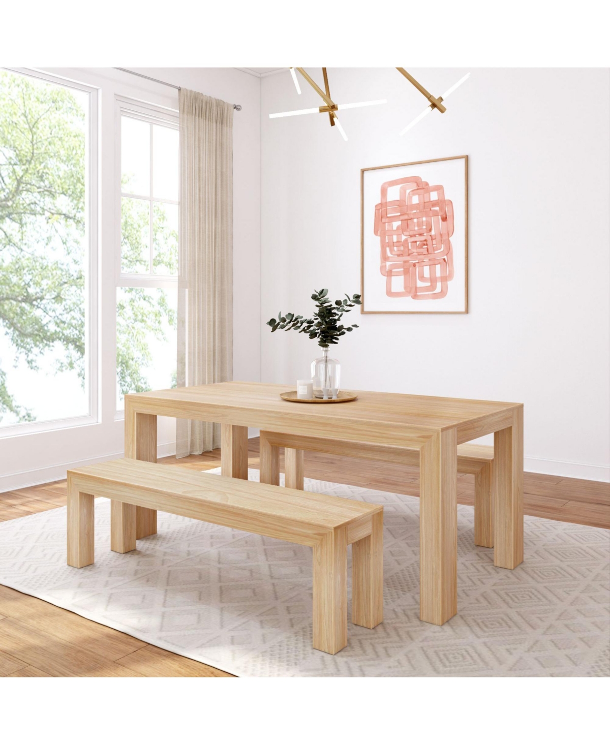 Click here for Plank+Beam Solid Wood Modern Dining Table Set with... prices