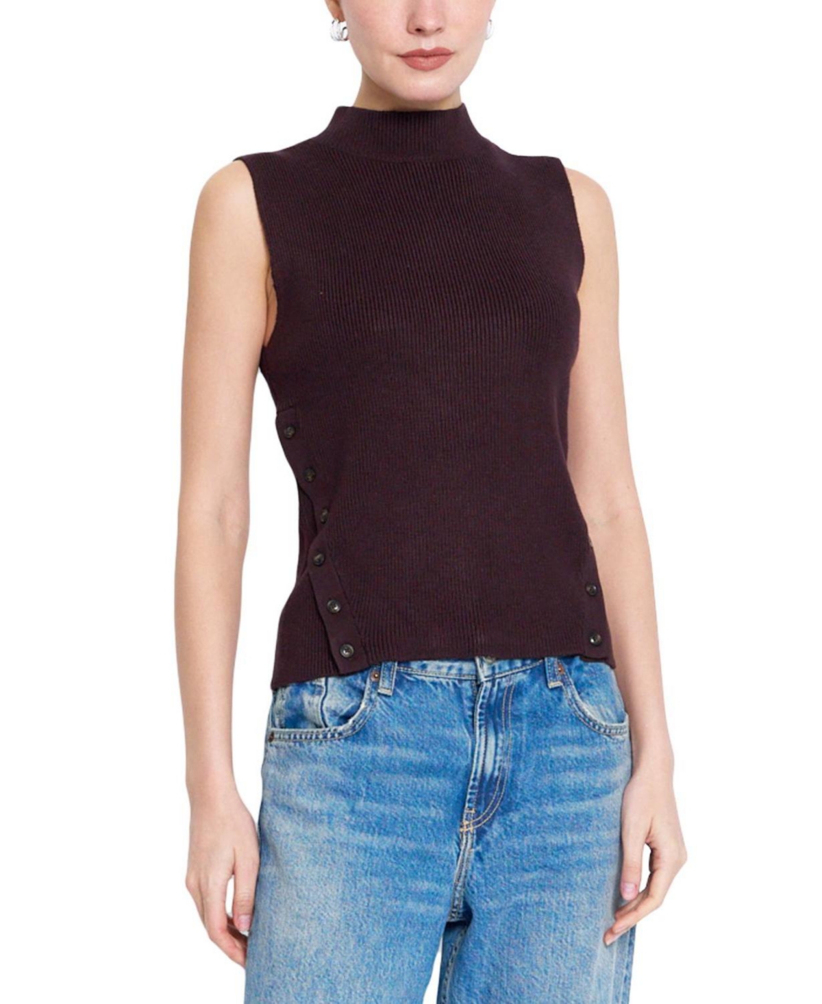 Click here for Central Park West Womens Birch Mock-Neck Ribbed Sl... prices