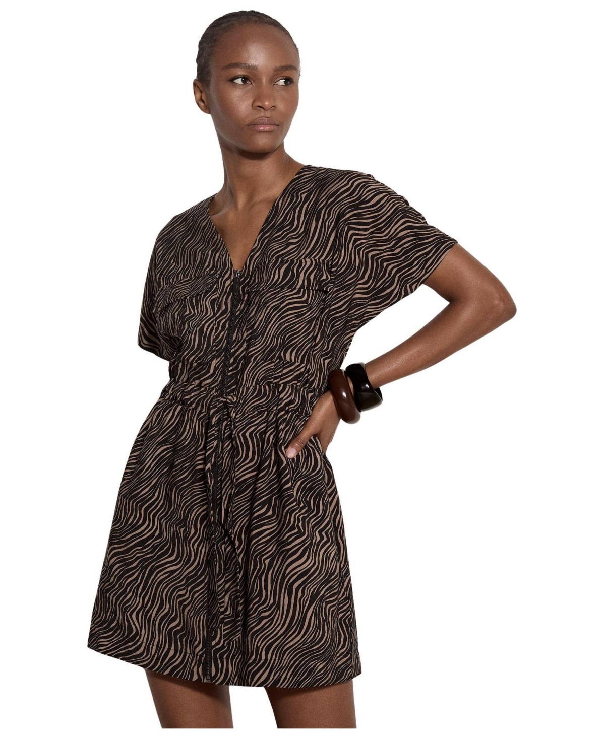 Click here for Apricot Womens A-Line Zebra-Print Mini Dress - Bla... prices