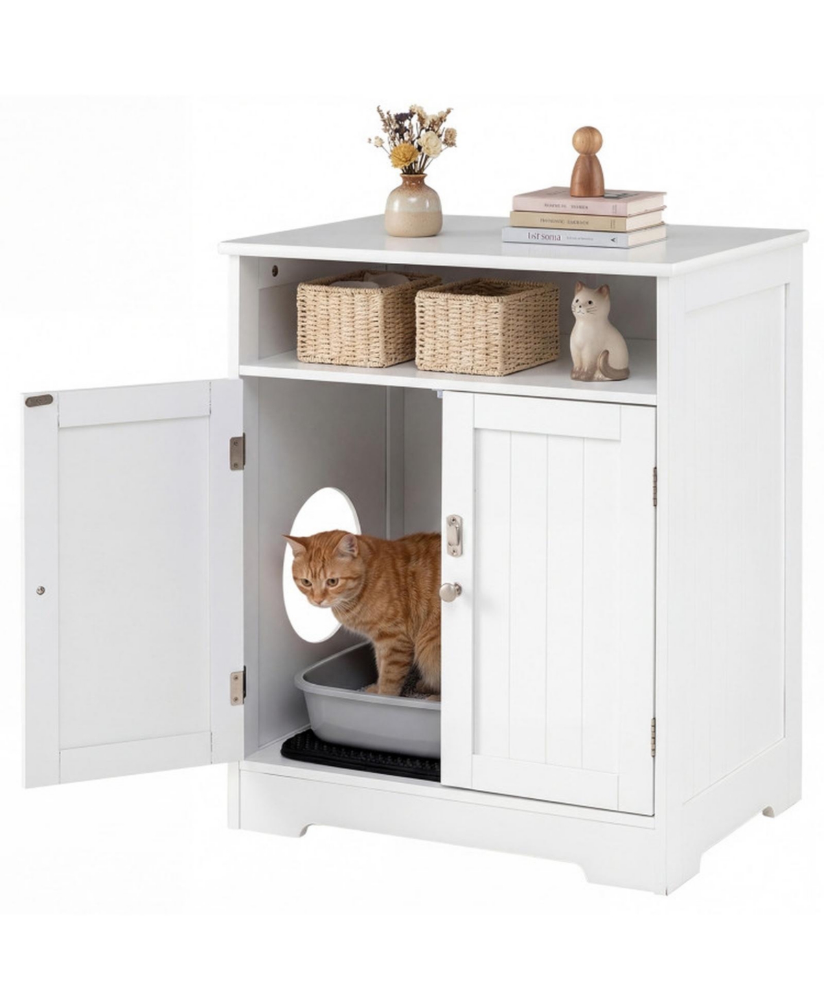 Click here for Sugift Wooden Hidden Cat Litter Box Enclosure Pet... prices