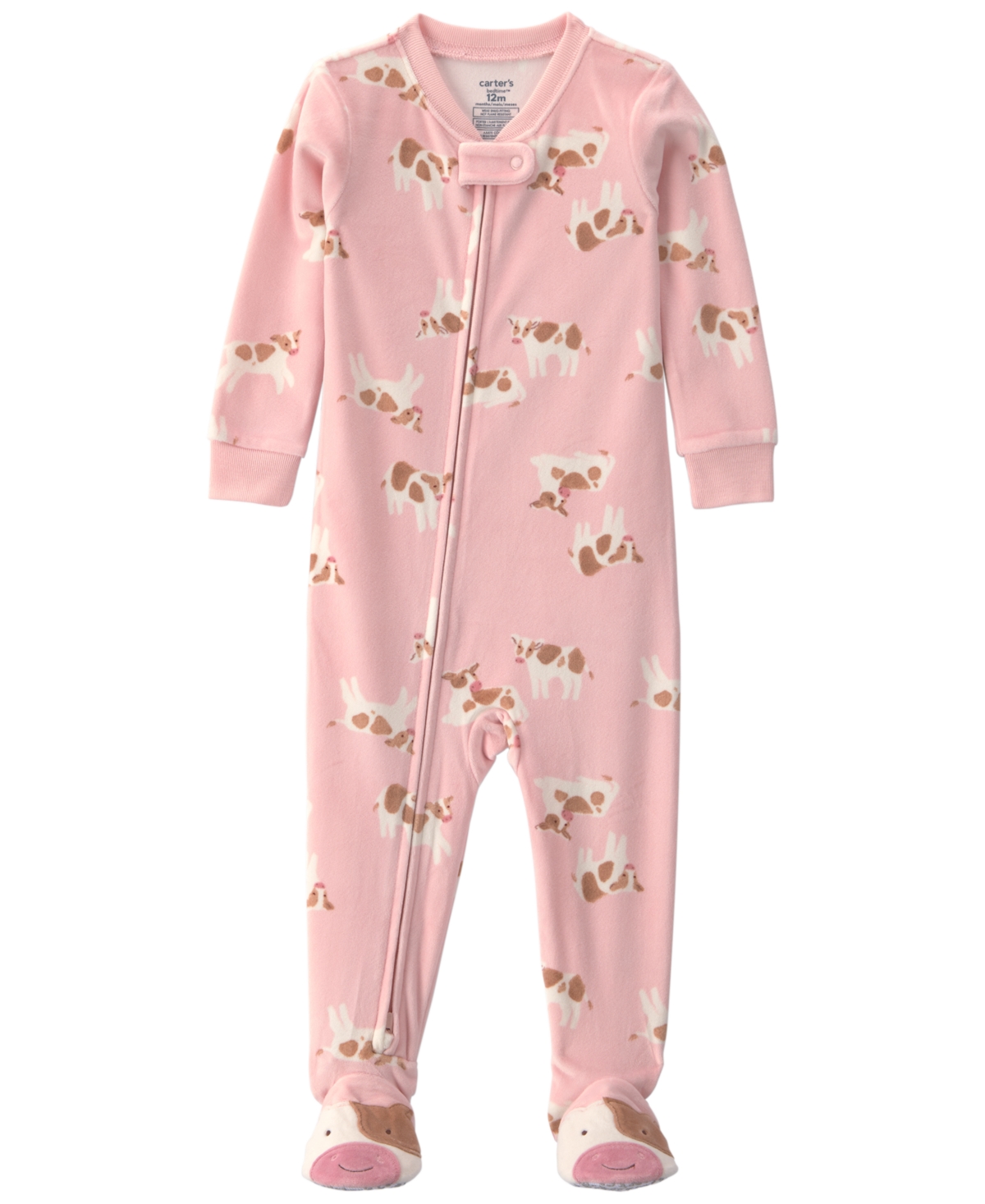 Click here for Carters Baby Girls Cow 2-Way Zip Dream Plush Snug-... prices