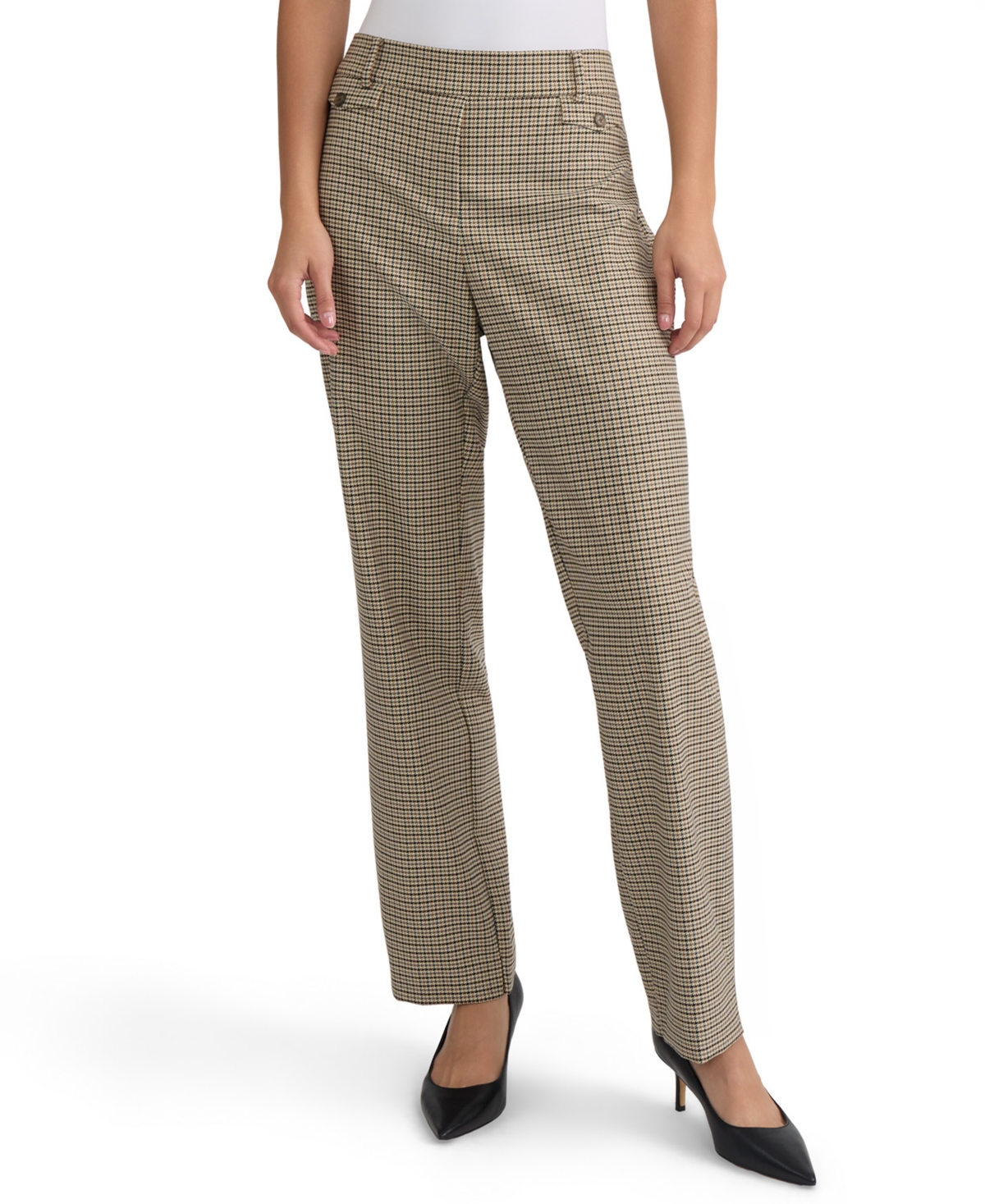 Click here for Jones New York Womens Pull-On Houndstooth Mid-Rise... prices