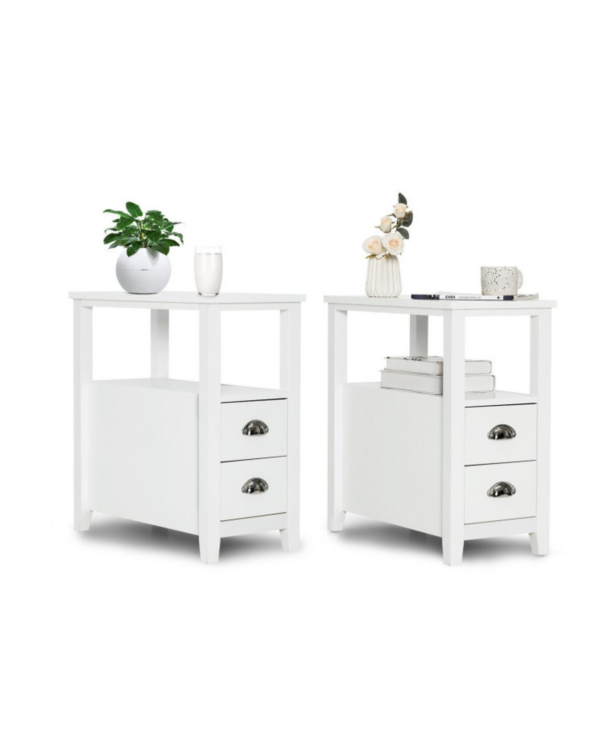 Click here for Sugift 2-Piece Wooden Bedside Nightstand Set with... prices