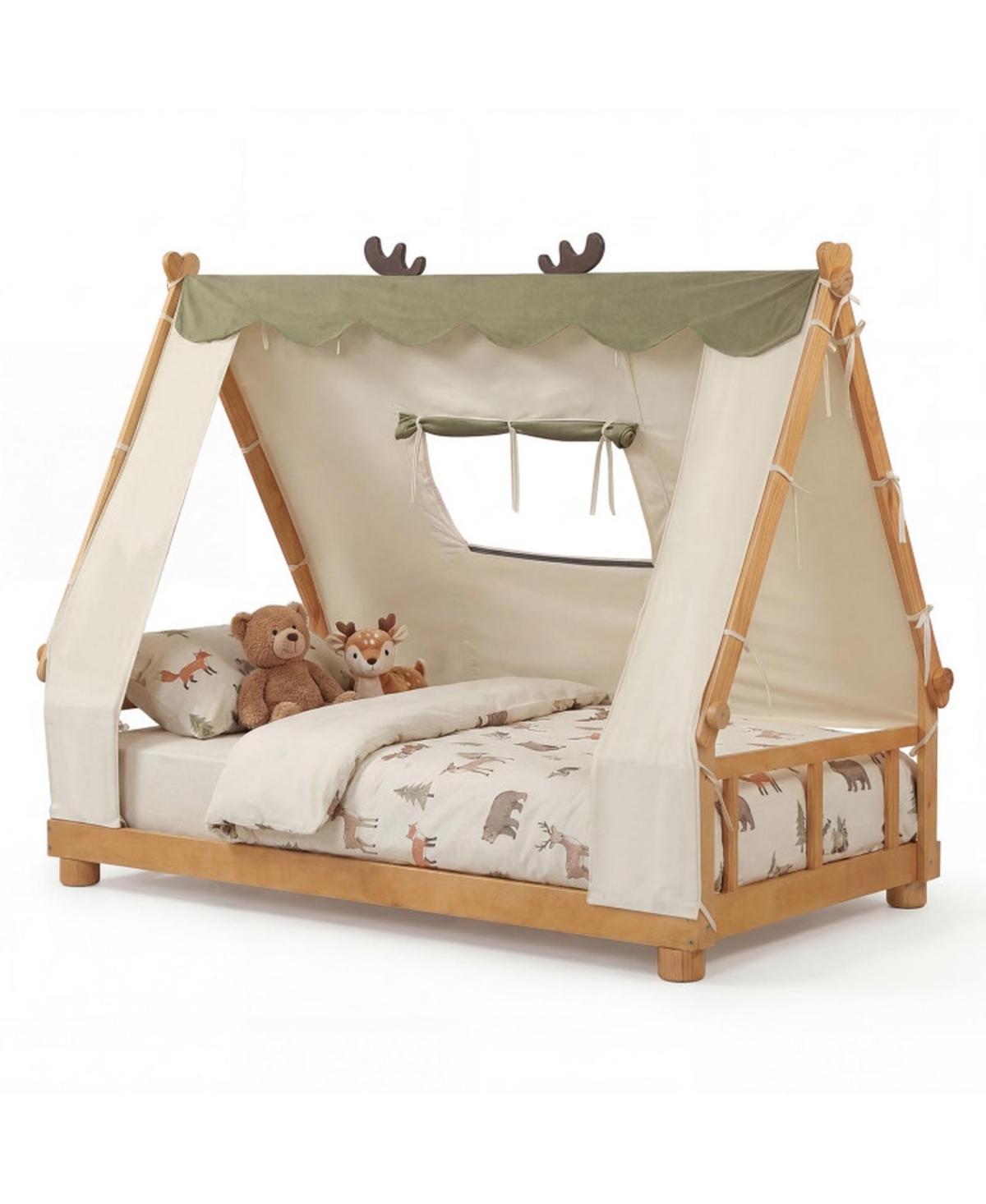 Click here for Sugift Twin Size House Floor Wood Bed with Removab... prices