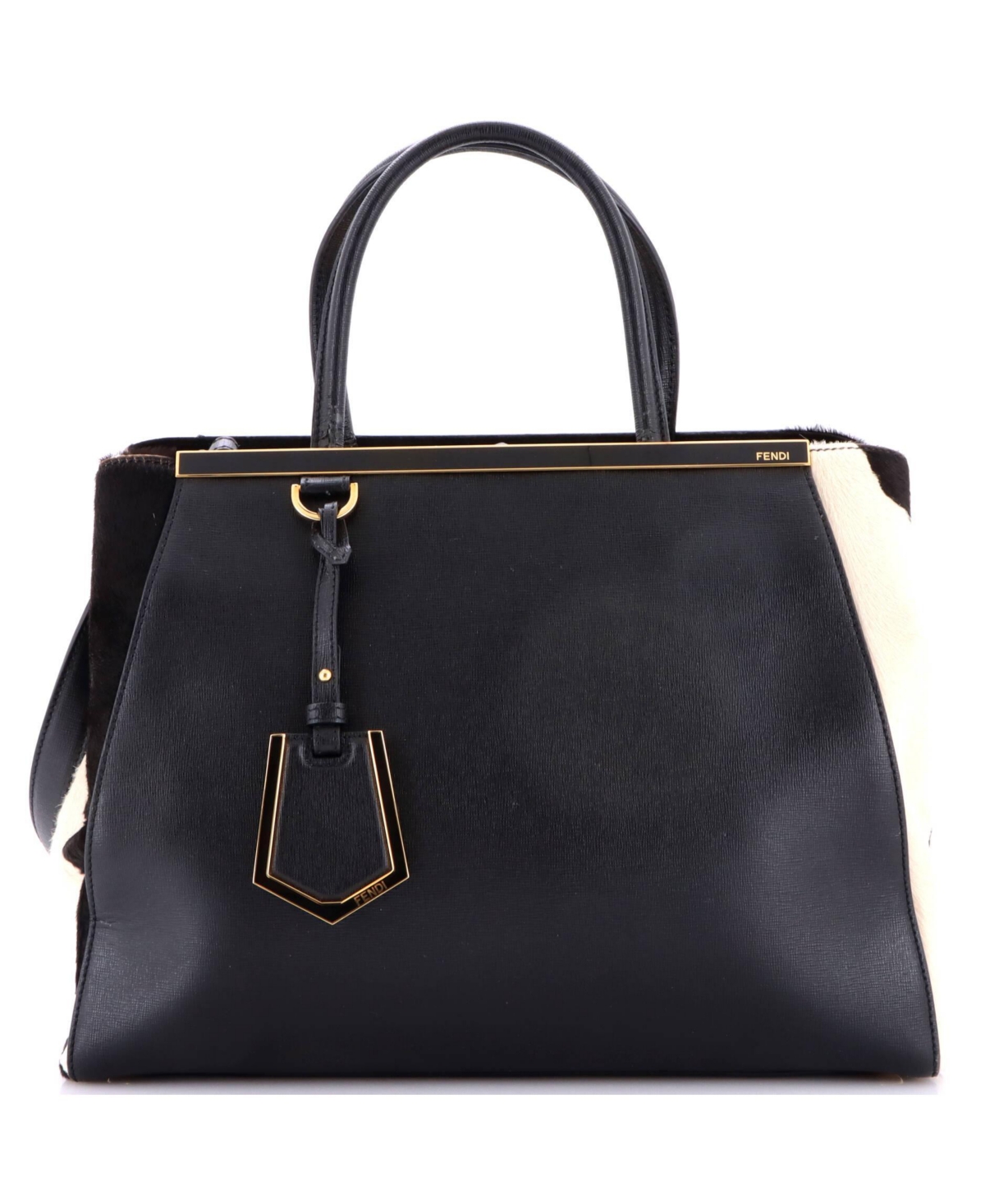 Click here for Pre-Owned Fendi Large 2Jours Bag Pony Hair and Lea... prices