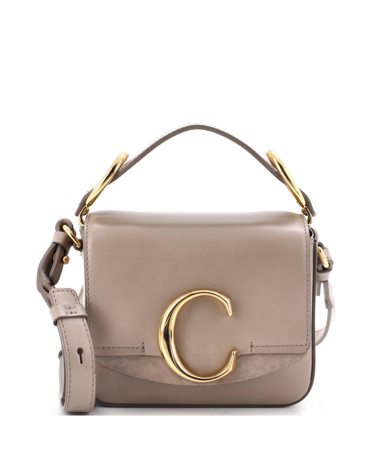 Click here for Pre-Owned Chloe Mini C Flap Bag Leather - Grey prices
