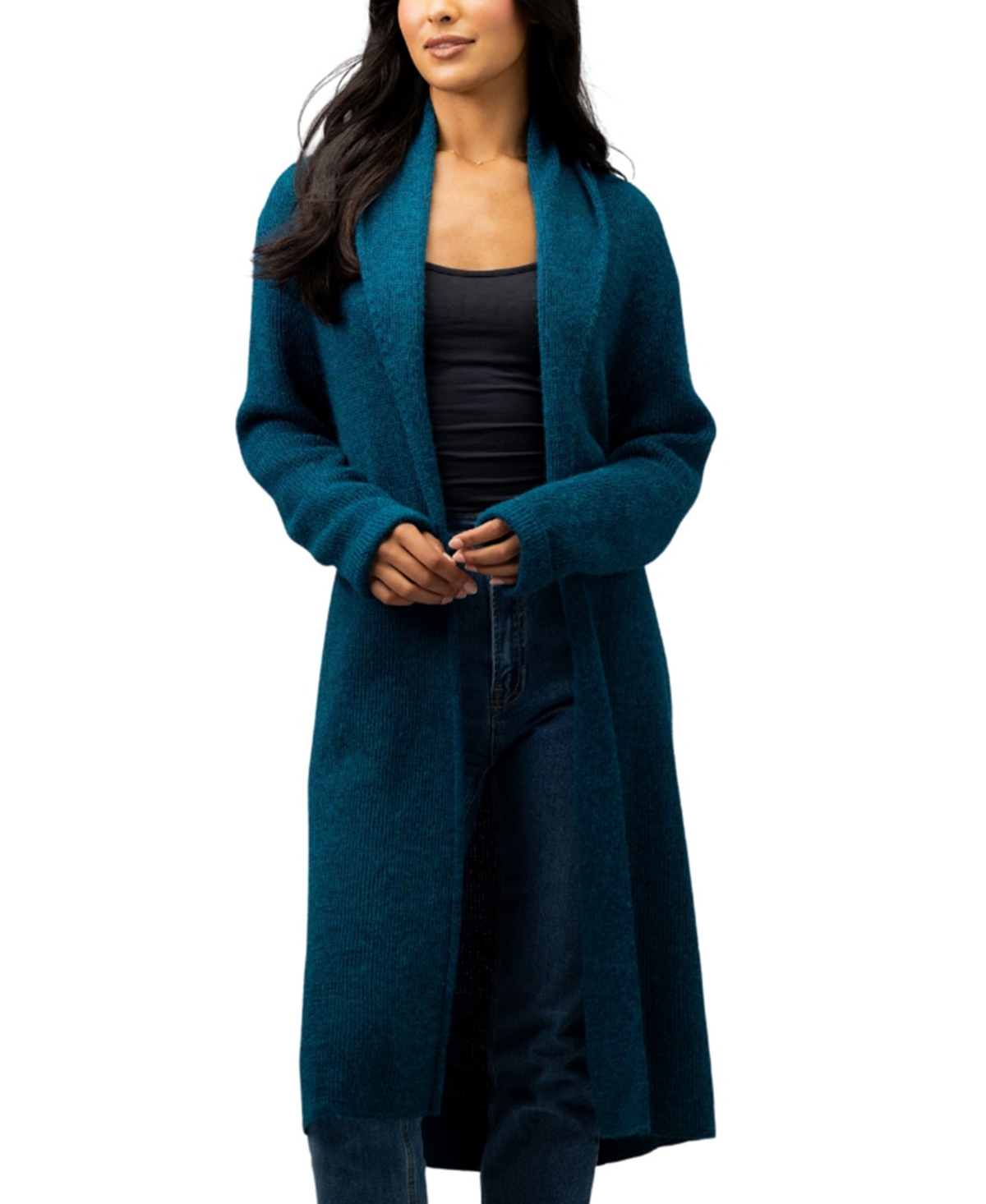 Click here for Simply Natural Nina Long Alpaca Sweater - Teal prices