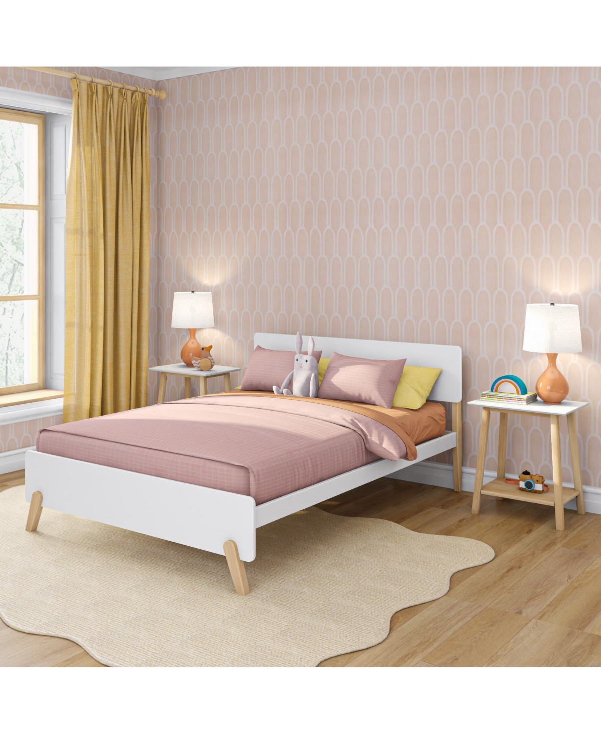 Click here for Max & Lily Mid-Century Modern Panel Bed - White/bl... prices