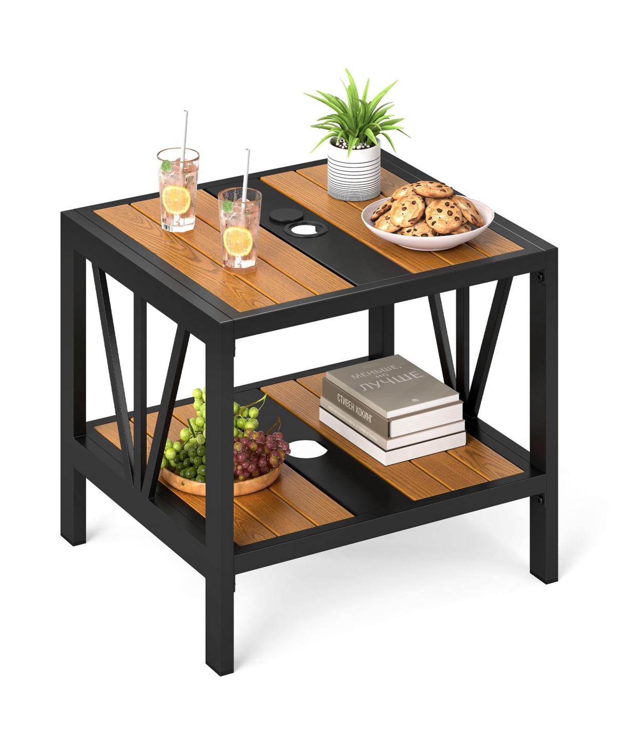 Click here for Gymax Outdoor Side Table 2-Tier Coffee End Table w... prices