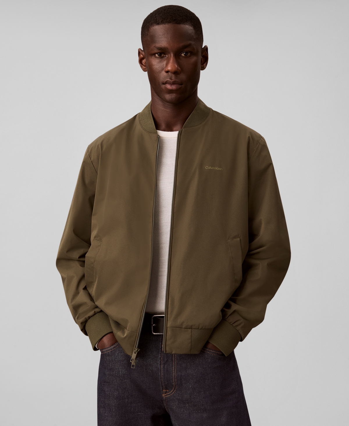 Click here for Calvin Klein Mens Birdseye Round Collar Bomber Jac... prices