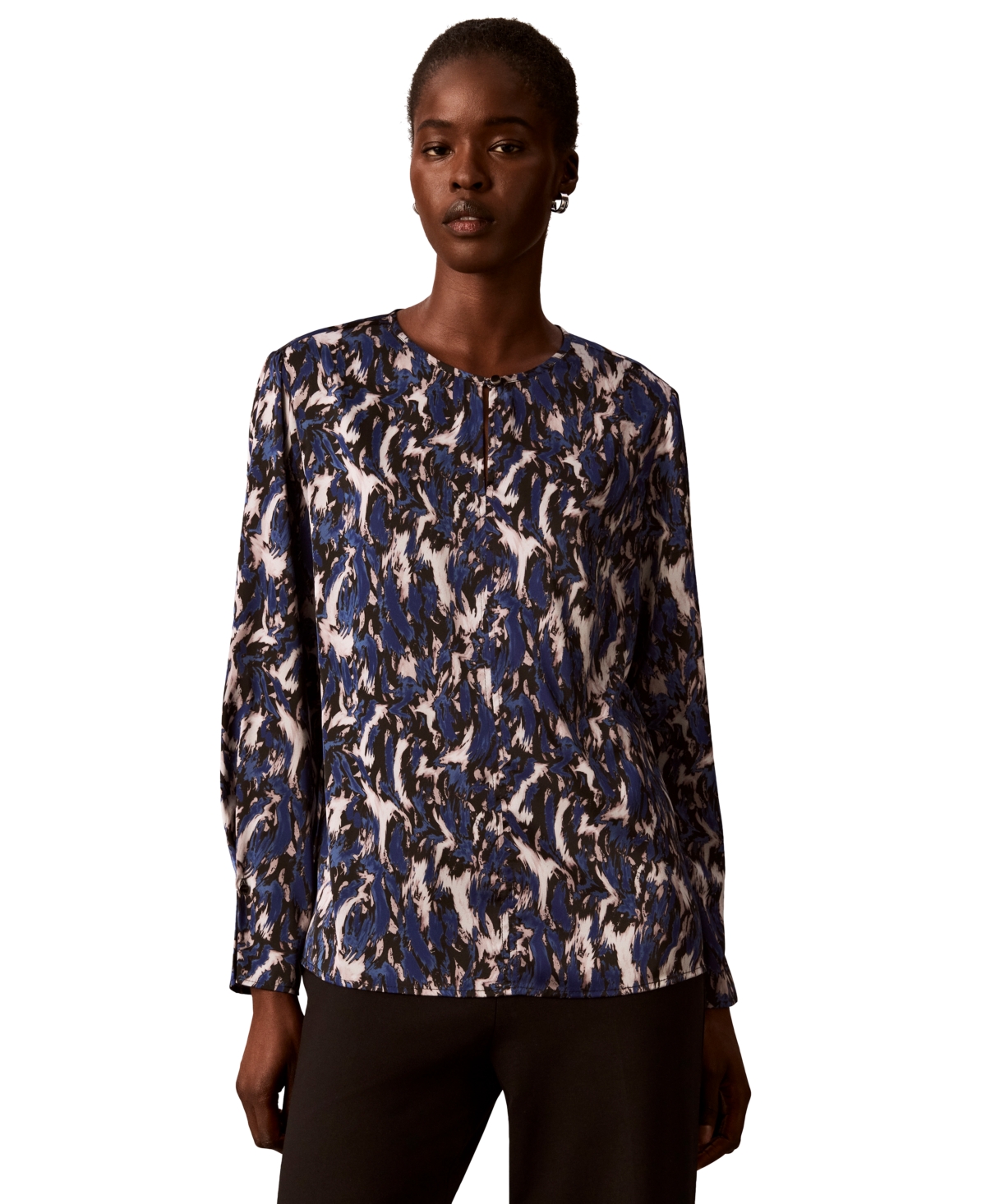 Click here for Calvin Klein Womens Crewneck Button-Front Top - Es... prices