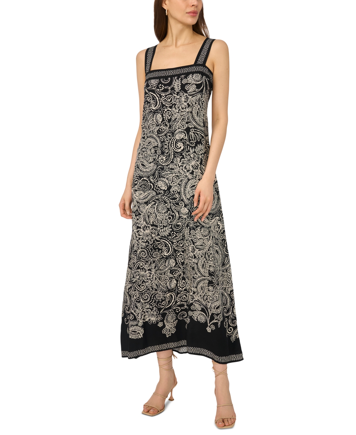 Click here for Msk Womens Smocked Maxi Square-Neck Dress - Rich B... prices
