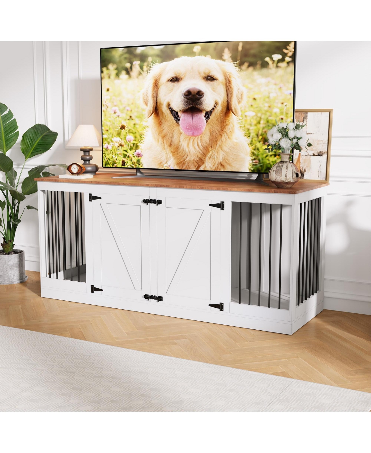 Click here for homfan 70.8 Dog Crate Furniture for Dogs  Farmhous... prices