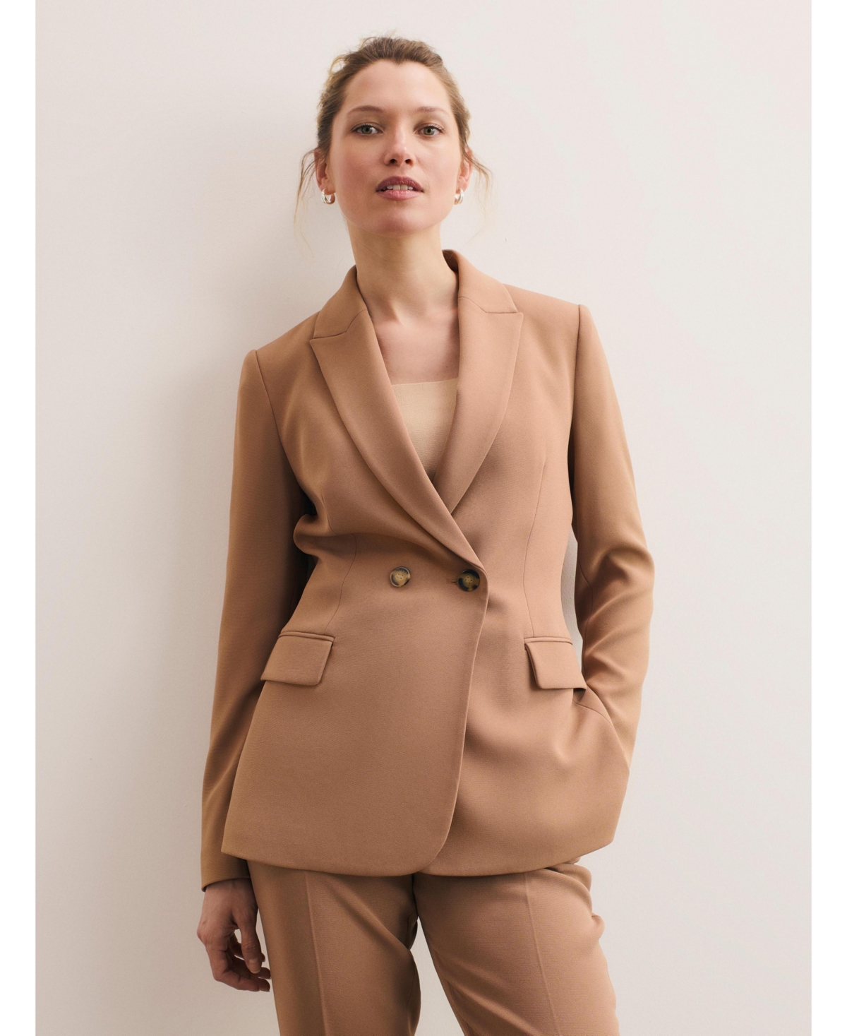 Click here for The Fold Womens Double-Breasted Tailored Blazer -... prices