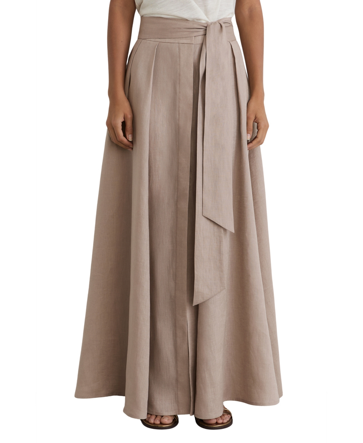 Click here for Reiss Womens Jackie Linen High-Waisted Pleated Max... prices
