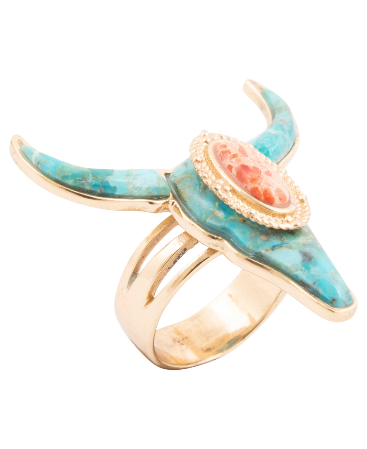 Click here for Barse Longhorn Blue Turquoise Golden Ring - Turquo... prices