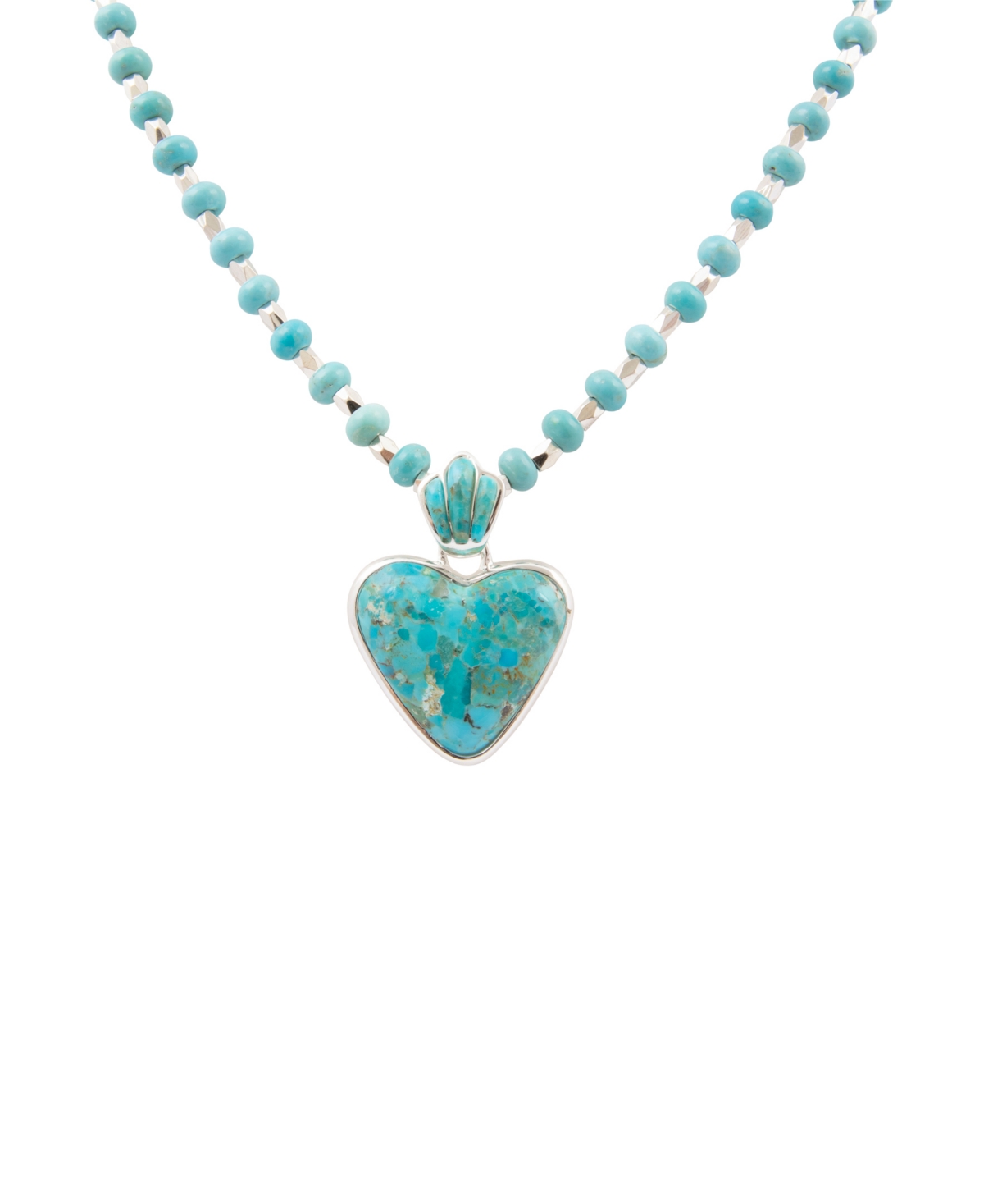 Click here for Barse Blue Turquoise Heart Silver Pendant Necklace... prices