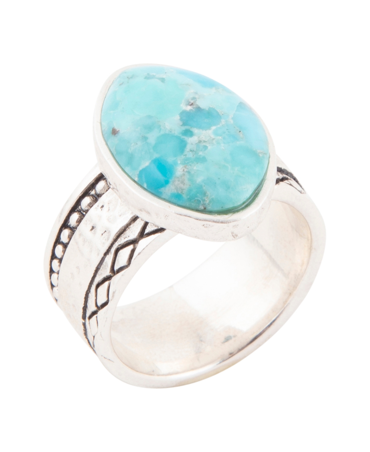 Click here for Barse Hammered Big Silver and Blue Turquoise Ring... prices