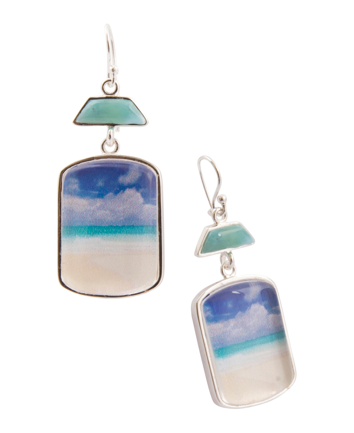 Click here for Barse Scenic Beach Blue Larimar and Silver Drop Ea... prices