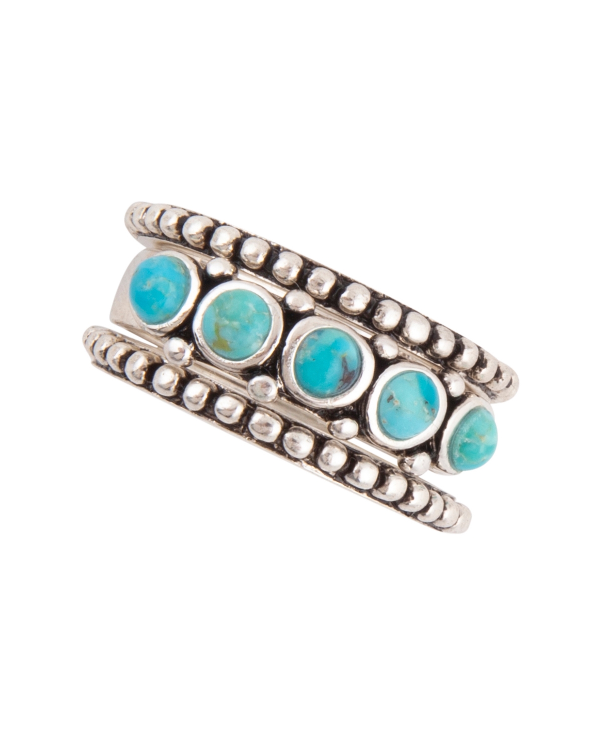 Click here for Barse Triple Blue Turquoise and Silver Stack Ring... prices