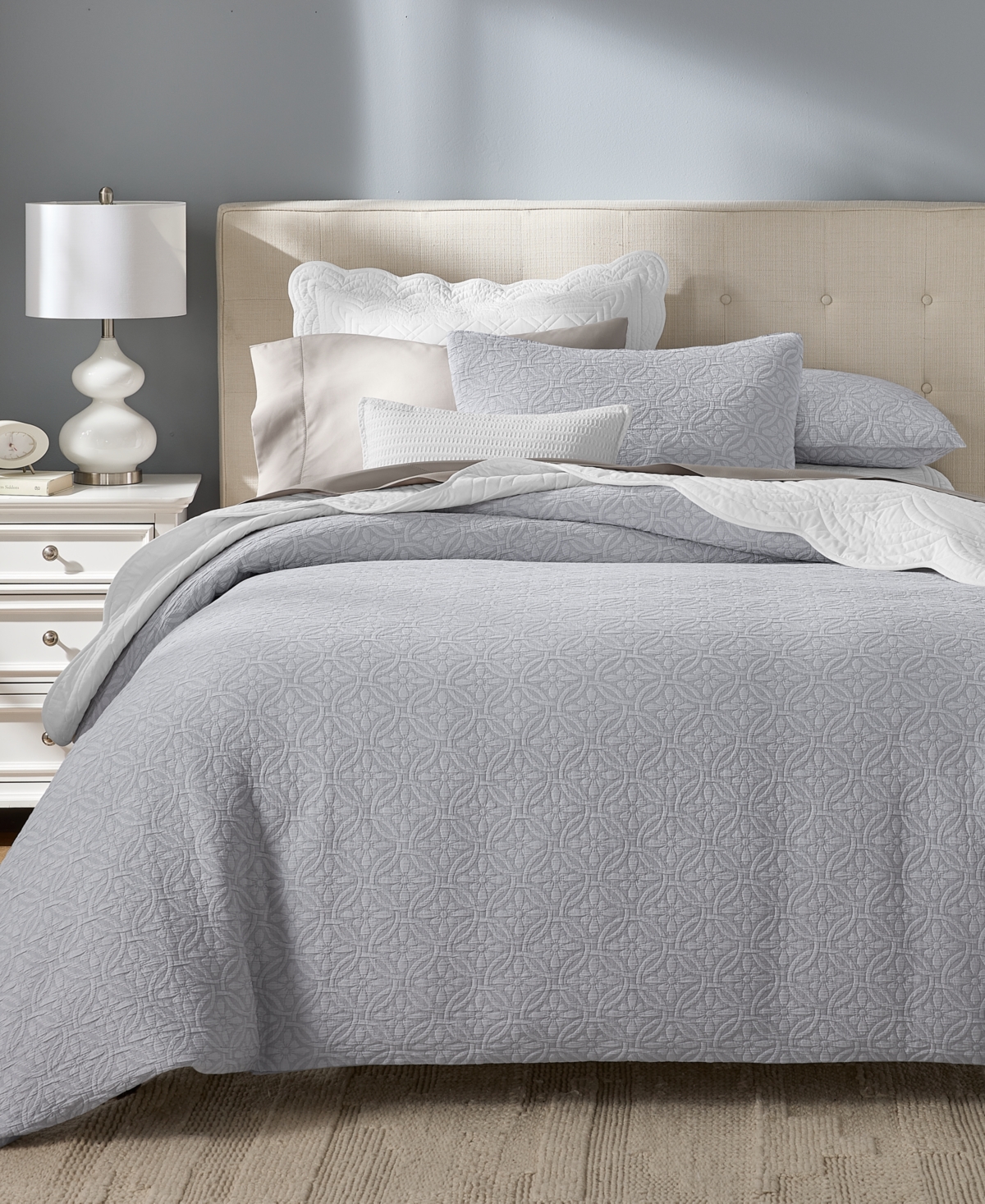 Click here for Charter Club Lattice Medallion Gray 2-Pc. Comforte... prices