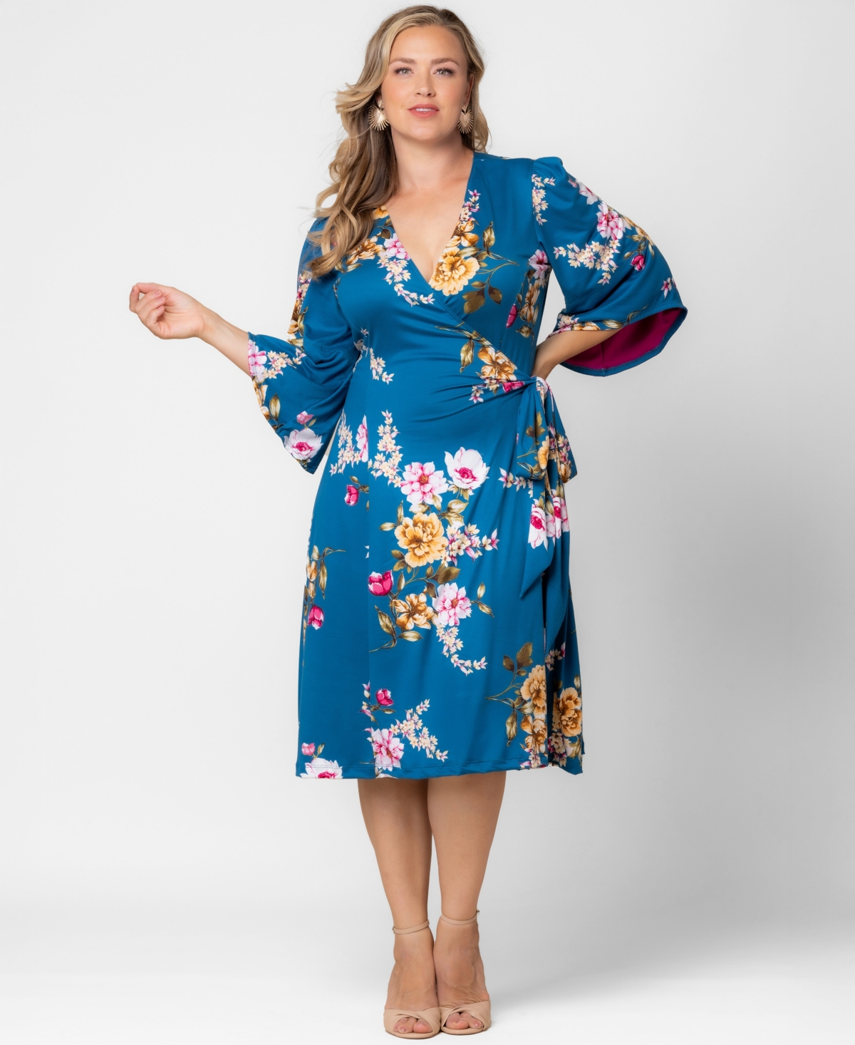 Click here for Kiyonna Plus Size Gemini Wrap Dress with Contrast... prices