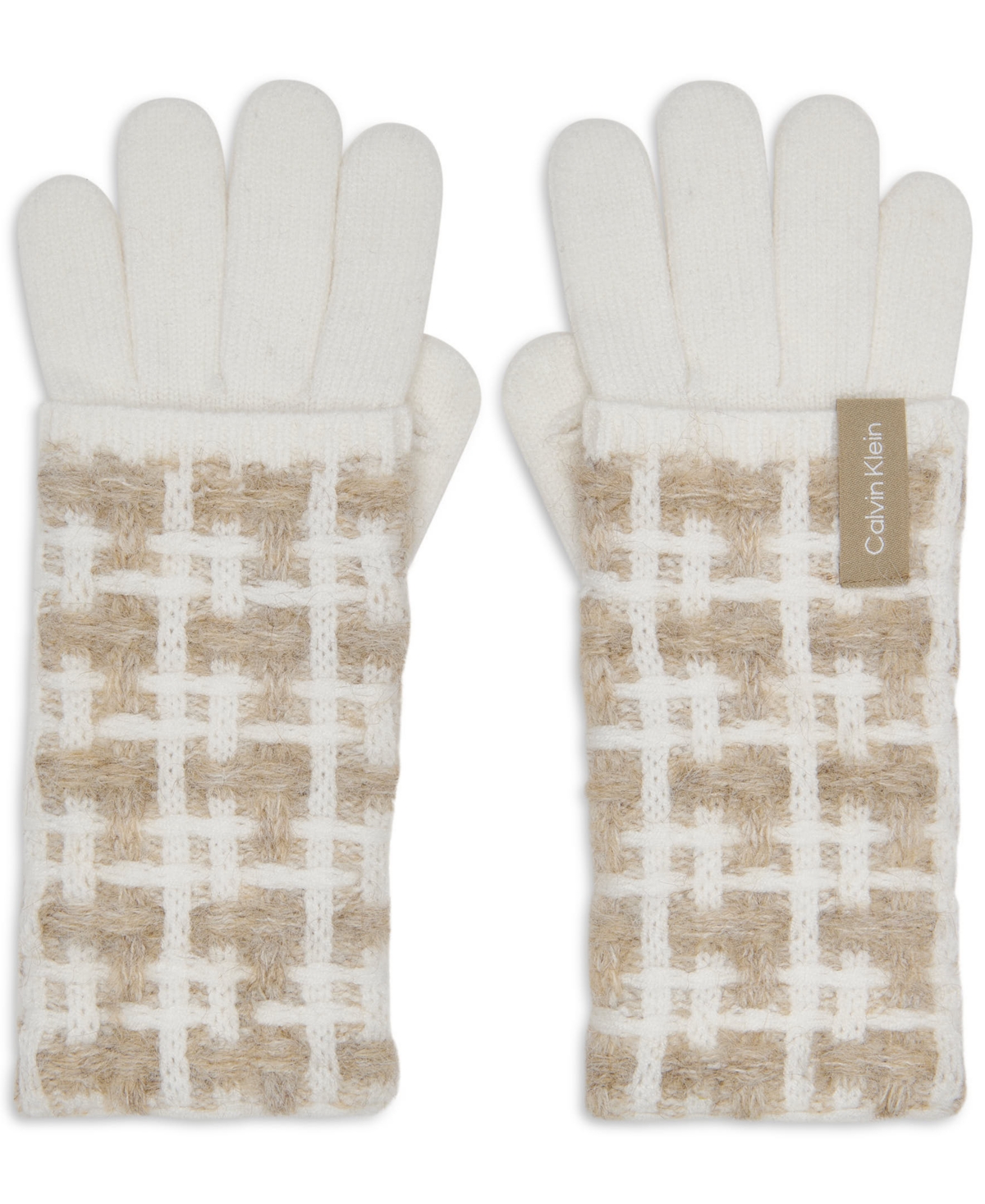Click here for Calvin Klein Womens Grid Knit Gloves - Cream prices