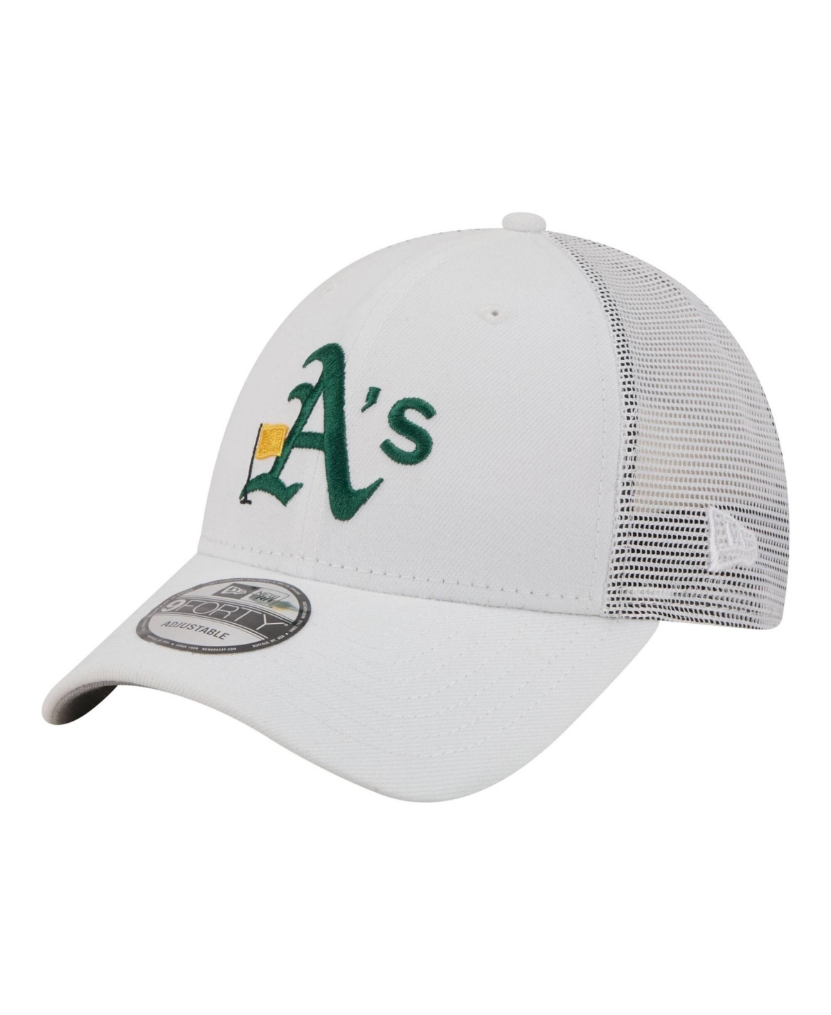 Click here for New Era Mens White Athletics Flag 9FORTY Trucker A... prices