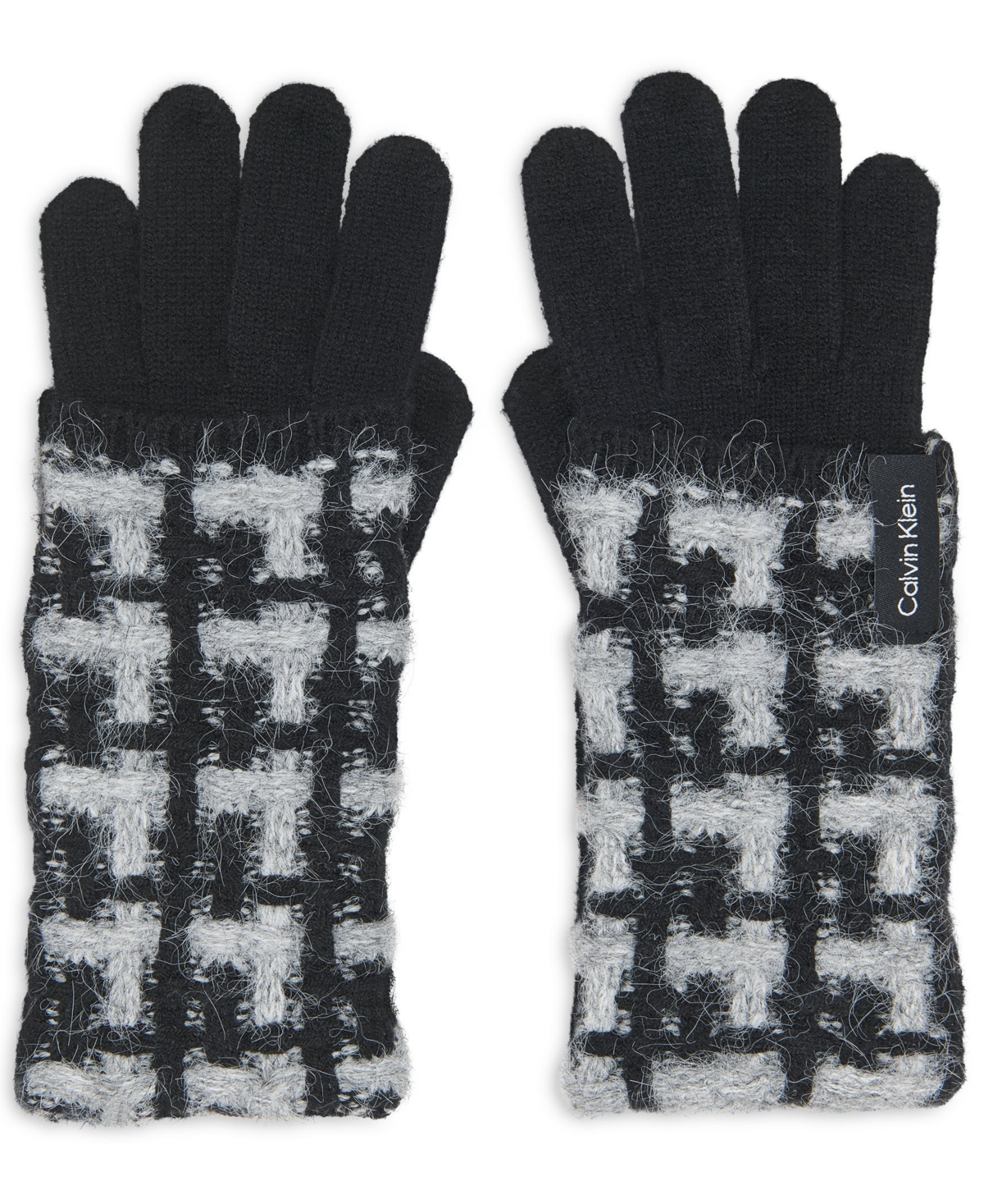 Click here for Calvin Klein Womens Grid Knit Gloves - Black prices