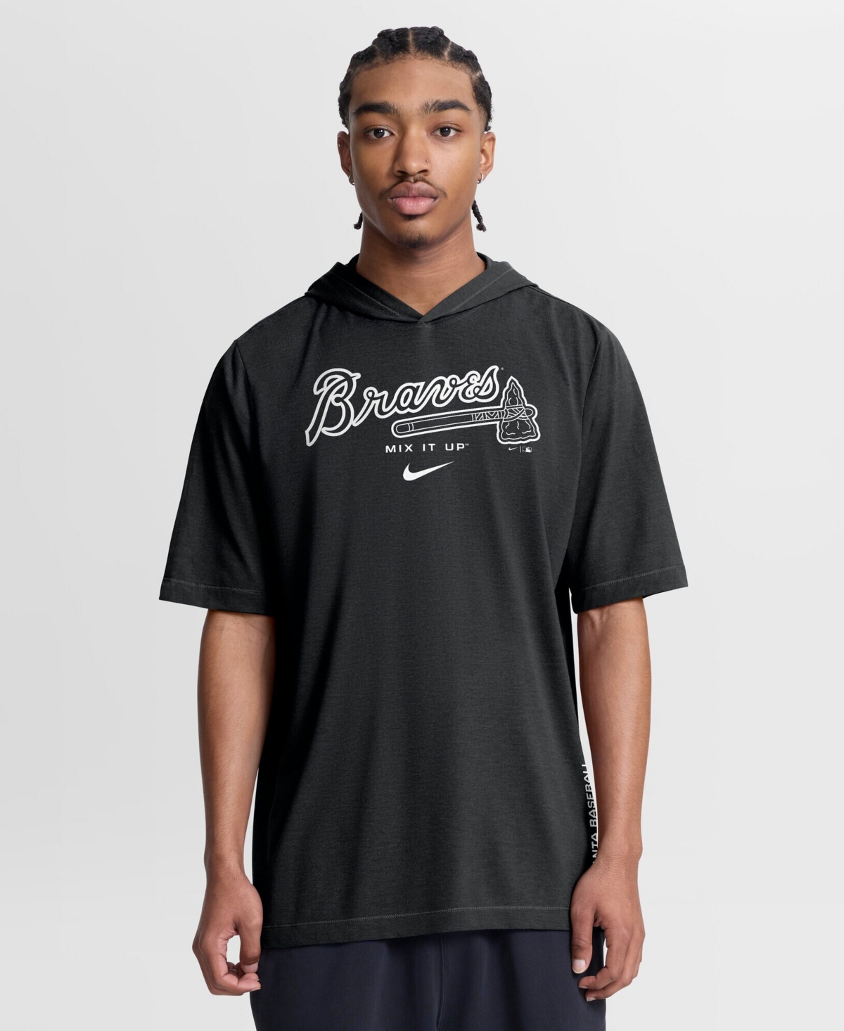 Click here for Nike Mens Black Atlanta Braves Arched Wordmark Tri... prices
