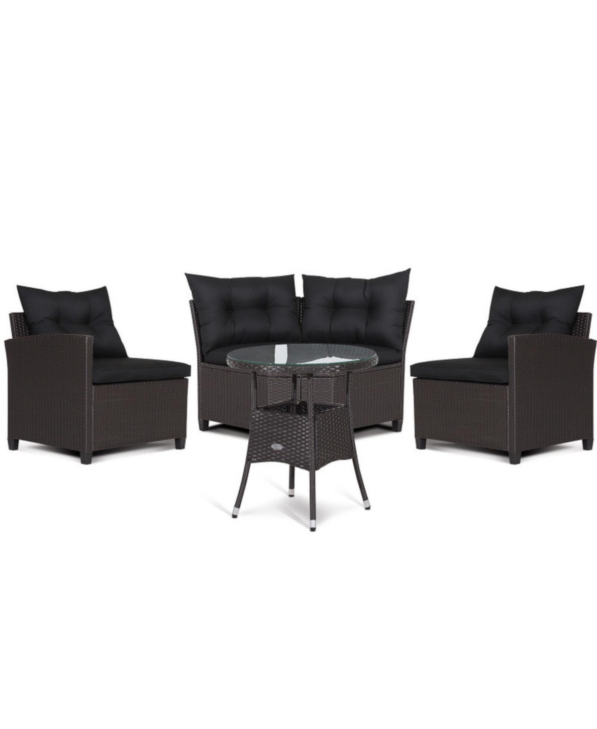Click here for Gouun 4 Piece Outdoor Rattan Conversation Set with... prices